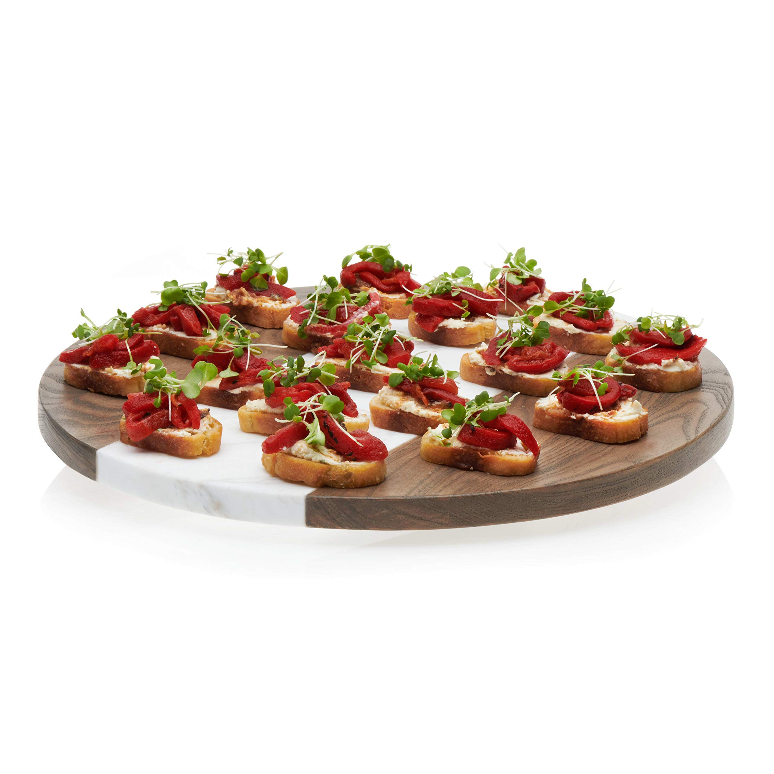 Prologue Handmade Tabletop, Wood and Marble Lazy Susan Centerpiece (15-inch)