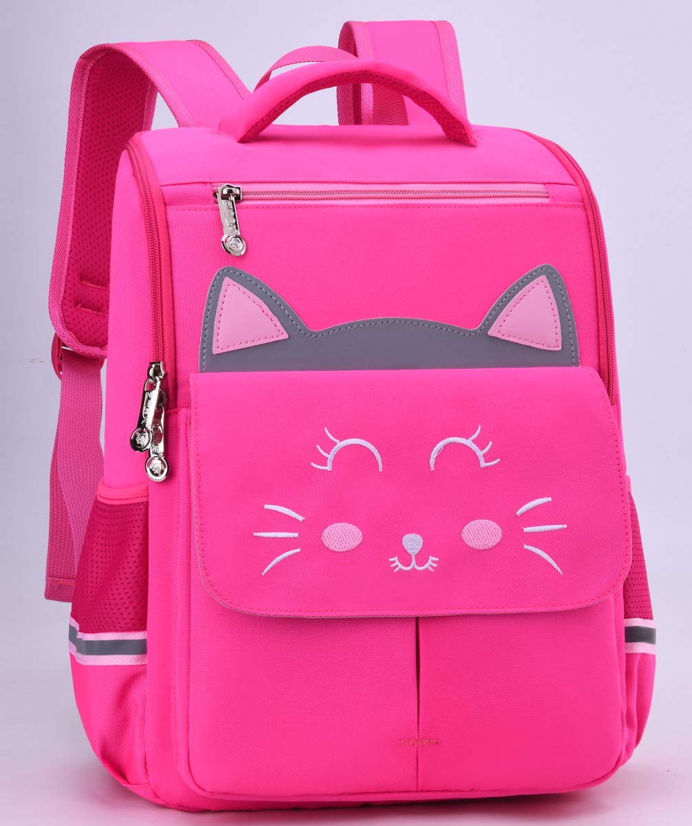 Kids Backpack Chest Strap Kindergarten Elementary 1-2 Grader Boy Girl School Bag (Cat1-blue) One Size