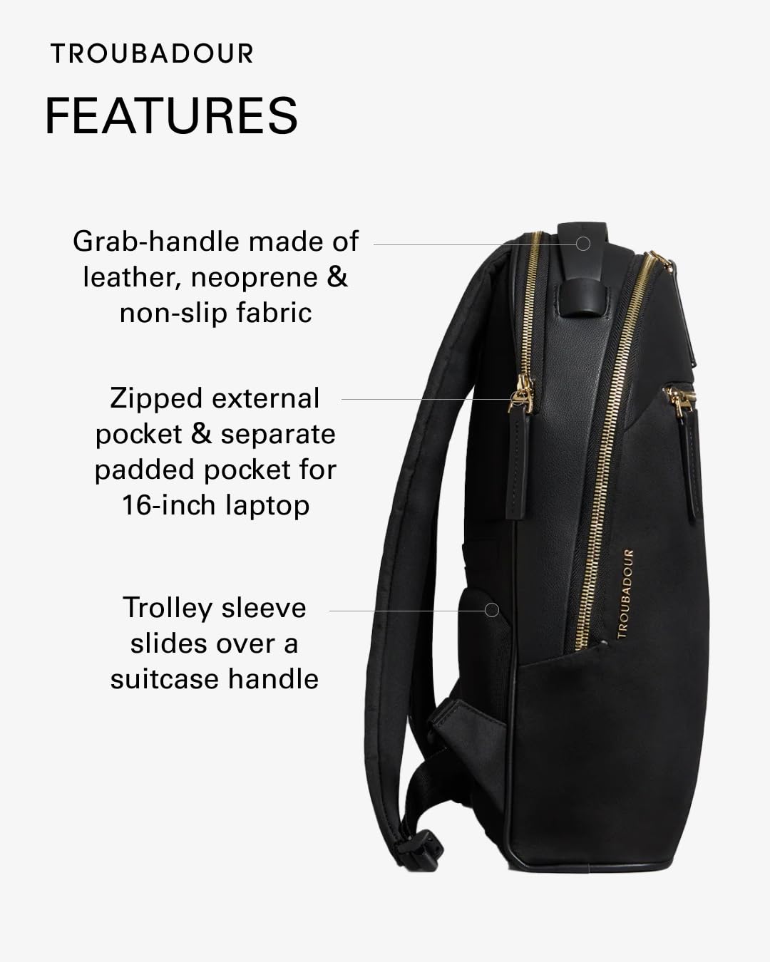 Troubadour Ember Backpack - Luxury Multipurpose Backpack - Made from Lightweight, Waterproof, Vegan Materials - Spacious Organization - Perfect for Travel, Work, School, the Gym, or On-The-Go - Navy