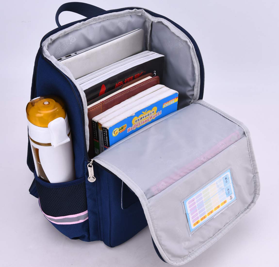Kids Backpack Chest Strap Kindergarten Elementary 1-2 Grader Boy Girl School Bag (Cat1-blue) One Size