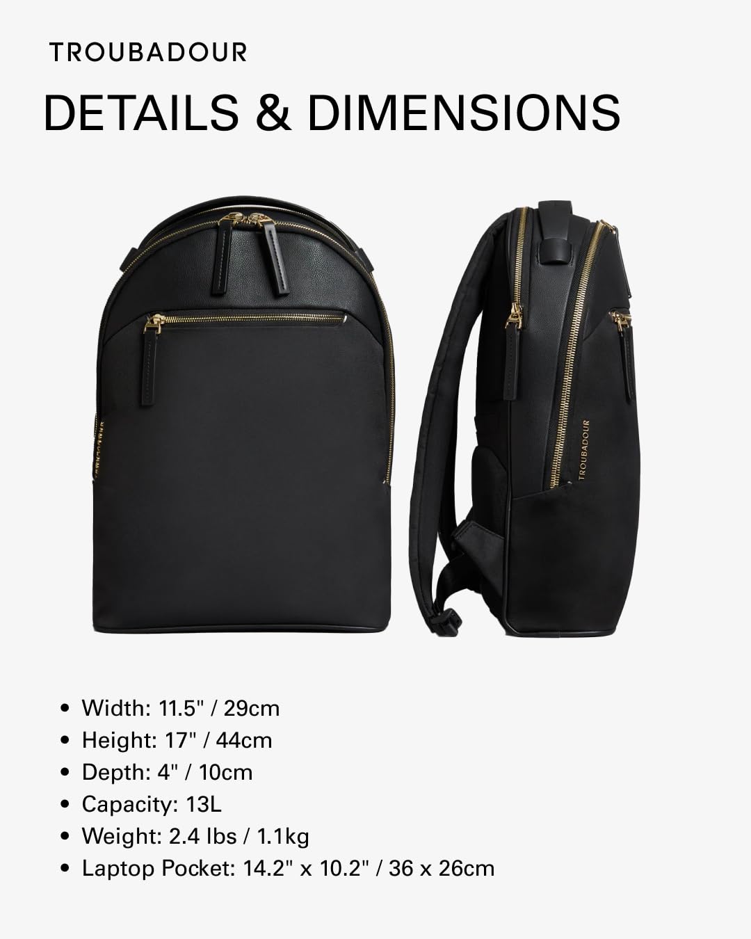 Troubadour Ember Backpack - Luxury Multipurpose Backpack - Made from Lightweight, Waterproof, Vegan Materials - Spacious Organization - Perfect for Travel, Work, School, the Gym, or On-The-Go - Navy