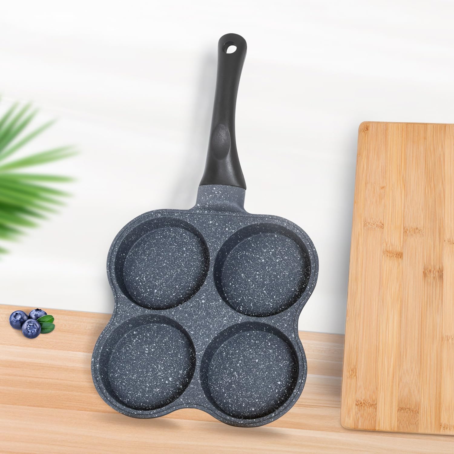 Buecmue Rustless Egg Pan | 4-Cup Nonstick Egg Frying Pan, Easy Clean Egg Cooker Omelet Pan For Breakfast Swedish Pancake, Plett, Crepe Pan Gas Stove and Other Stoves Cookware