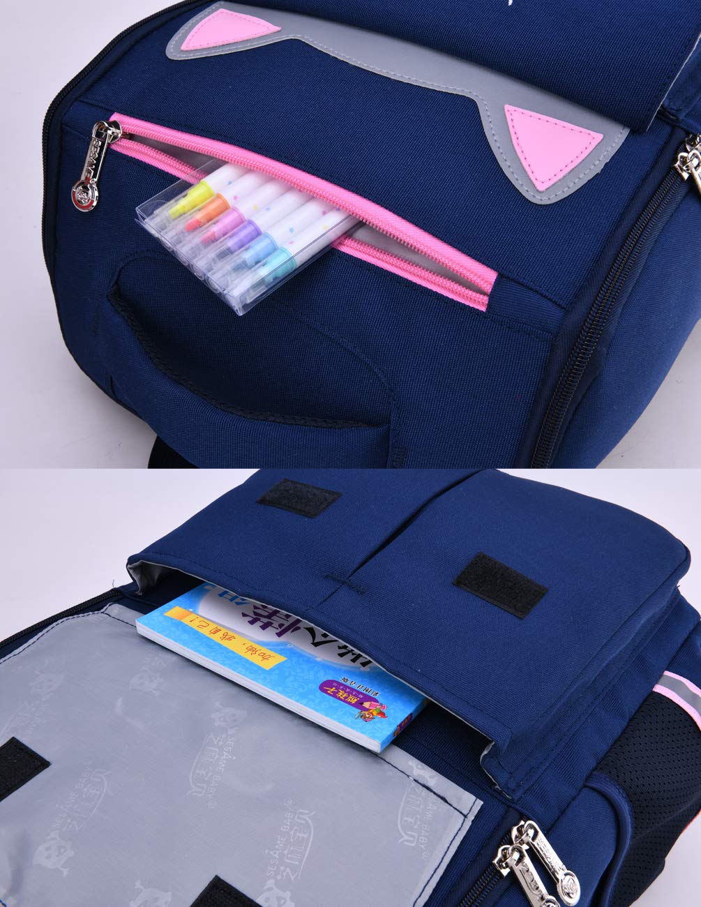 Kids Backpack Chest Strap Kindergarten Elementary 1-2 Grader Boy Girl School Bag (Cat1-blue) One Size