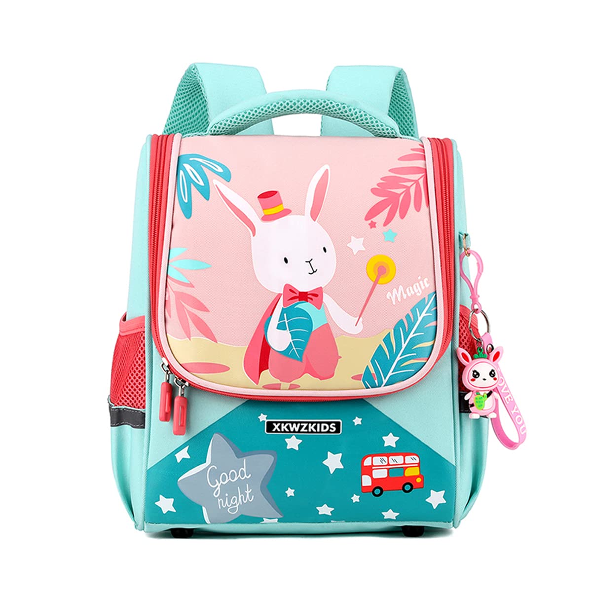 Qckarobe Kids Backpack for Girls Boys, 15 inch Elementary Kindergarten Backpack, Cute Rabbit Toddler Backpack, Lightweight Water-resistant Preschool Nursery Travel Backpack Children Schoolbag