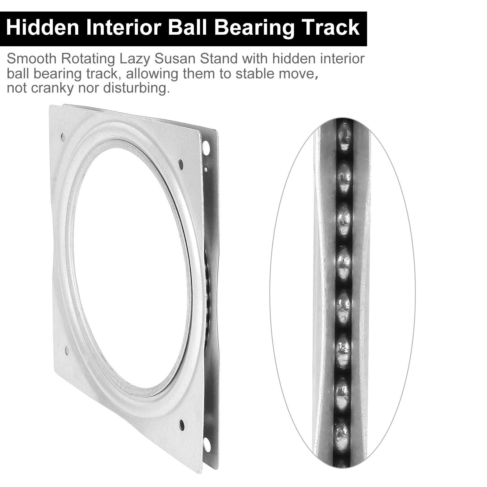 FengWu 8 Pack 6 inch Lazy Susan Hardware 5/16" Thick Square Rotating Bearing Plate with 220lbs Capacity, Zinc Plated Steel Swivel Plate for Kitchen Storage Rack, Cake, DIY Project