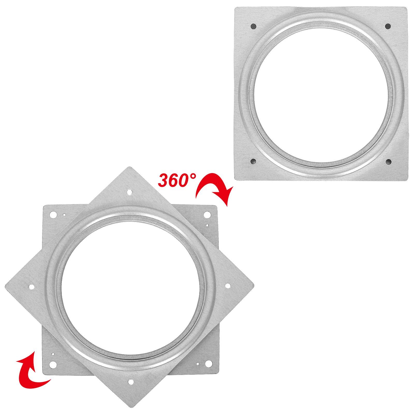FengWu 8 Pack 6 inch Lazy Susan Hardware 5/16" Thick Square Rotating Bearing Plate with 220lbs Capacity, Zinc Plated Steel Swivel Plate for Kitchen Storage Rack, Cake, DIY Project