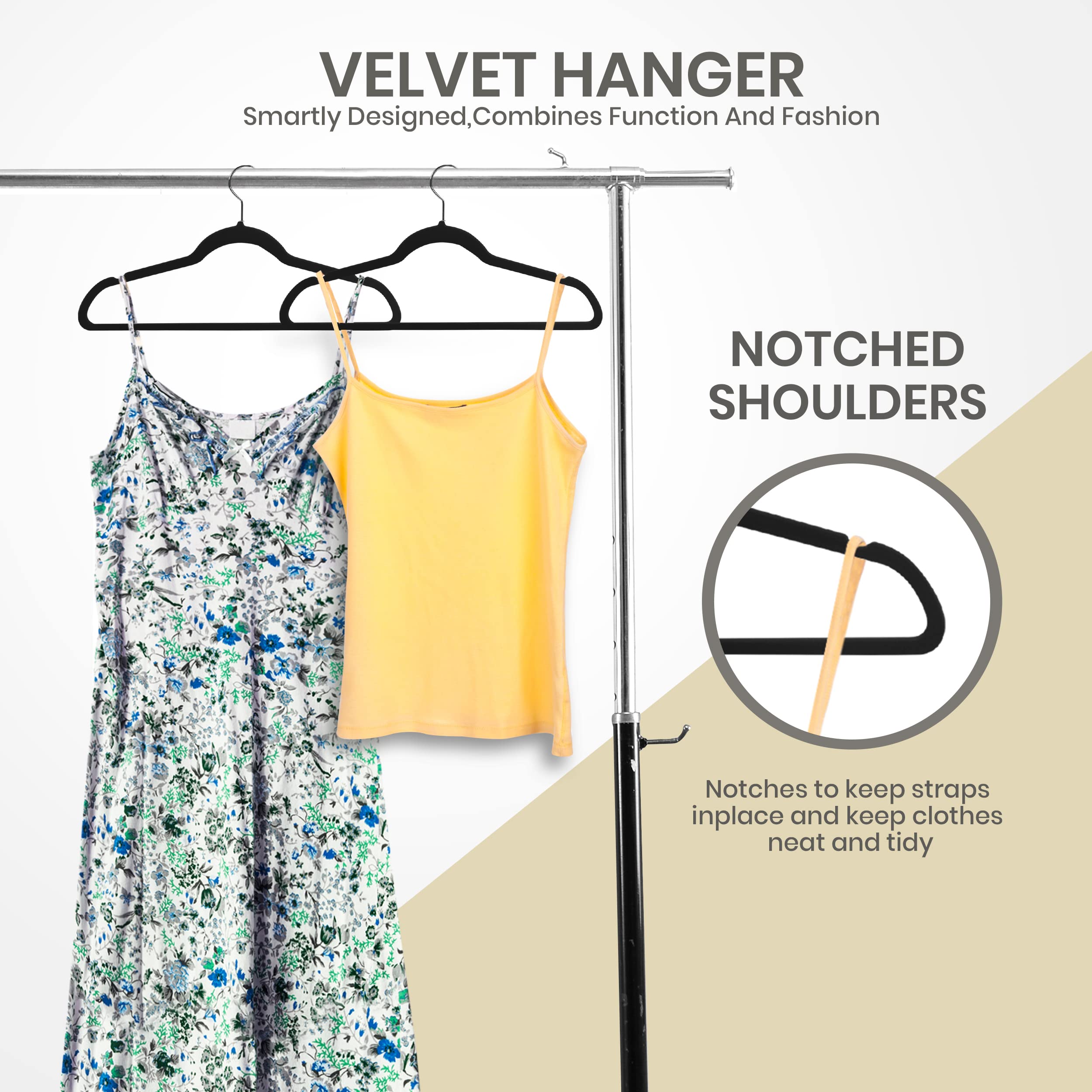 Utopia Home Premium Velvet Hangers 50 Pack - Non-Slip & Durable Clothes Hangers - Black Hangers with 360 Degree Rotatable Hook - Heavy Duty Coat Hangers