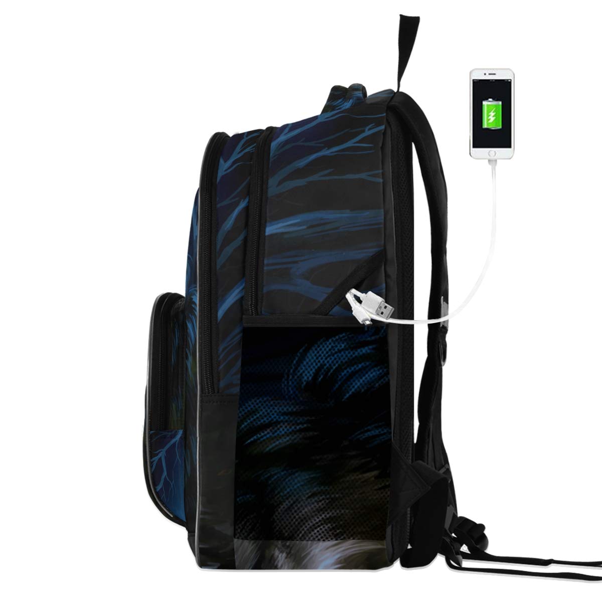 ALAZA Dark Night Wolf and Full Moon School Bag Casual Daypack Book Bags for Primary Junior High School