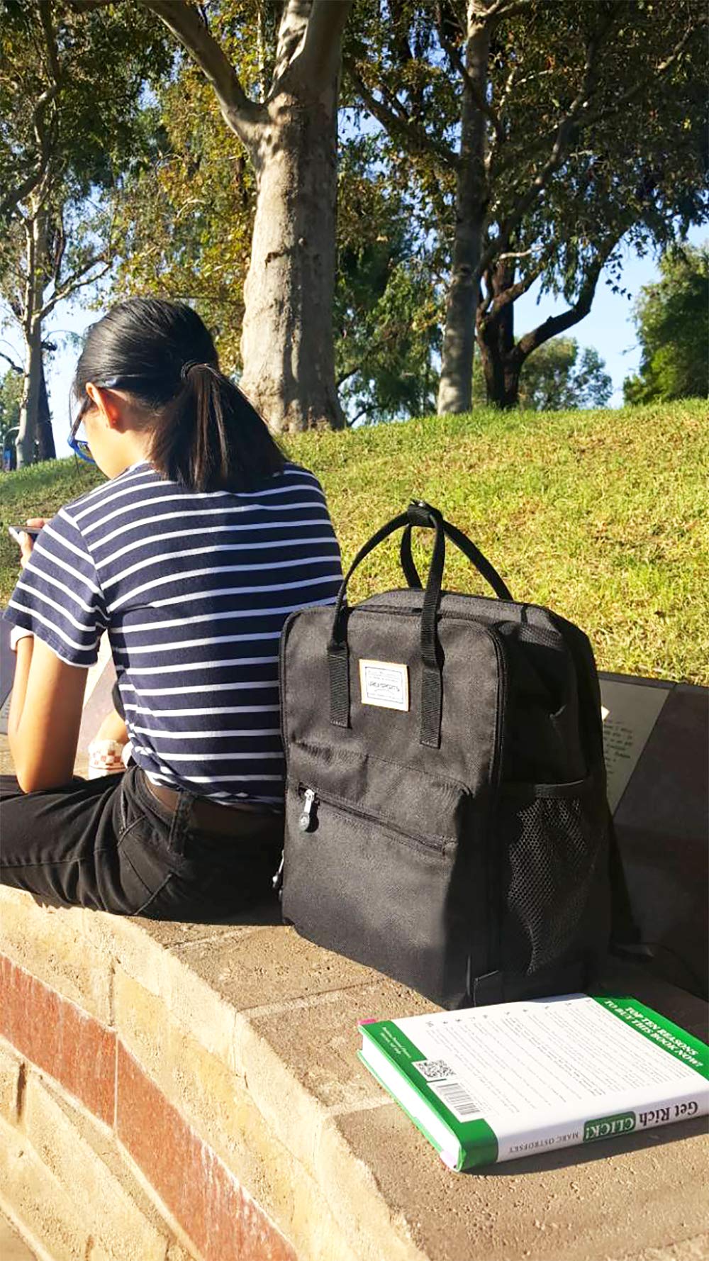 School Laptop Backpack for Teen Girls and Boys, Bookbag With 14 -inch Laptop Compartment for College Students (Black1)