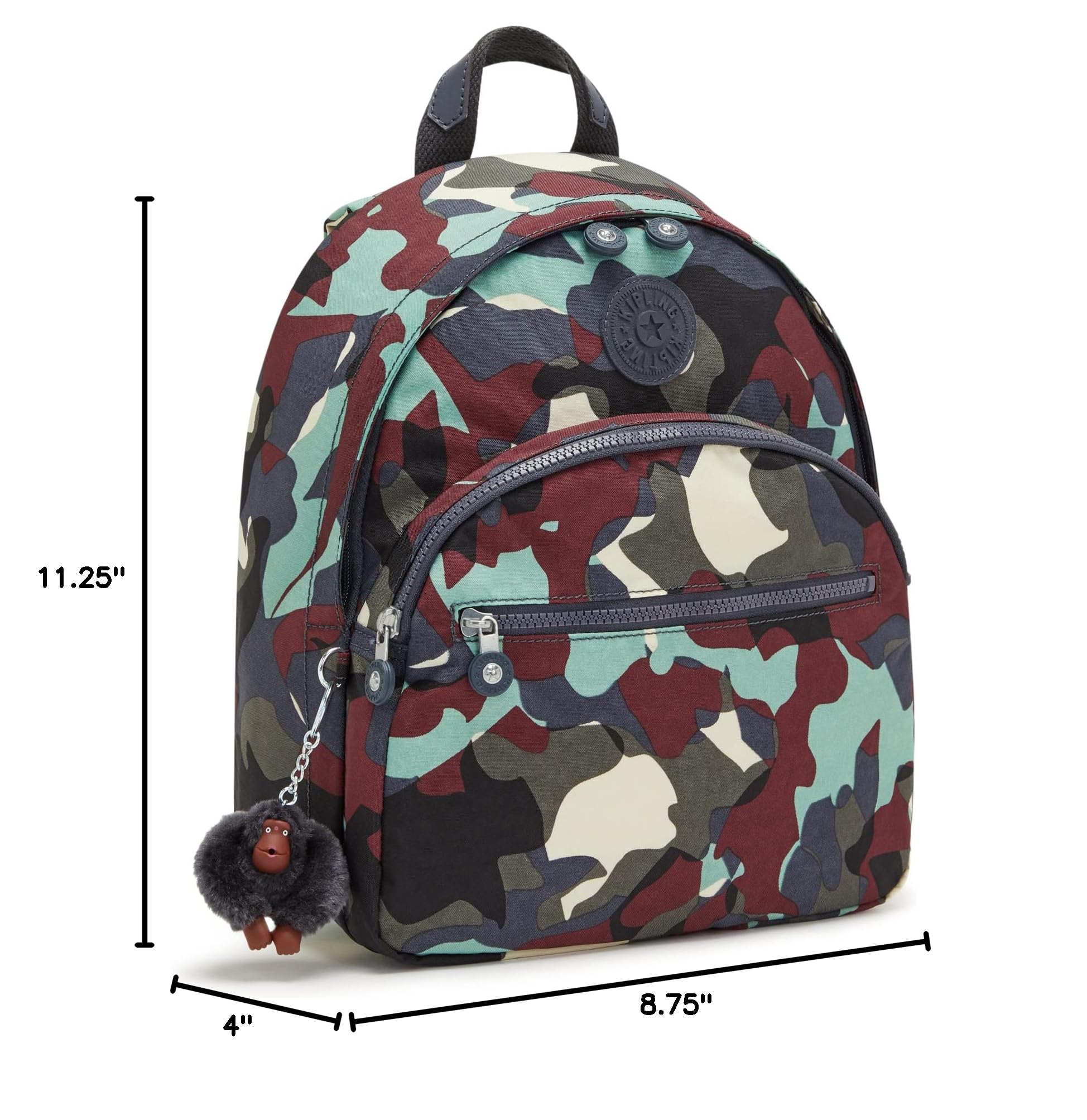 Kipling Women's Paola Mini Backpack, Compact, Versatile, Lightweight Nylon Daypack, Camo L Tonal, 8.75''L x 11.25''H x 4''D