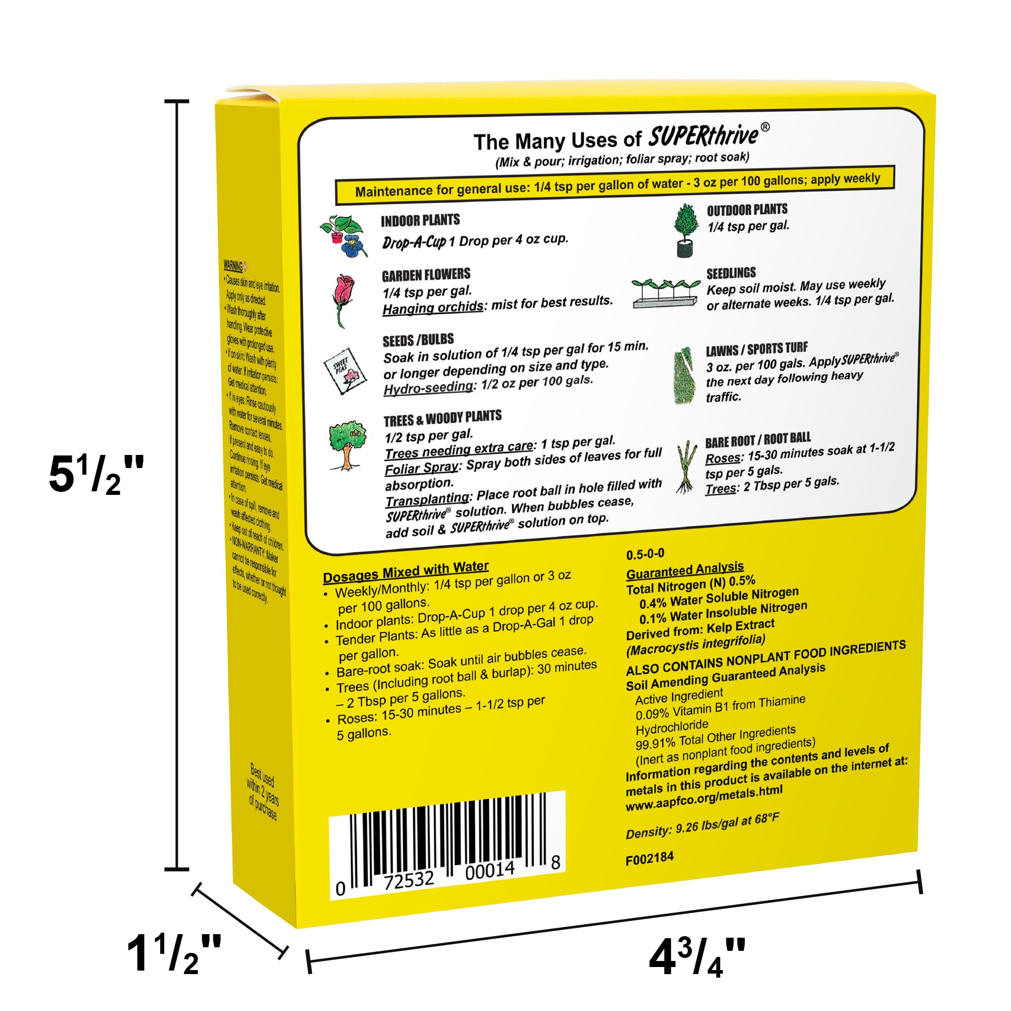 SUPERthrive The Original Vitamin Solution - Liquid Concentrate, May Add to Any Fertilizing Program, 4 fl. oz.