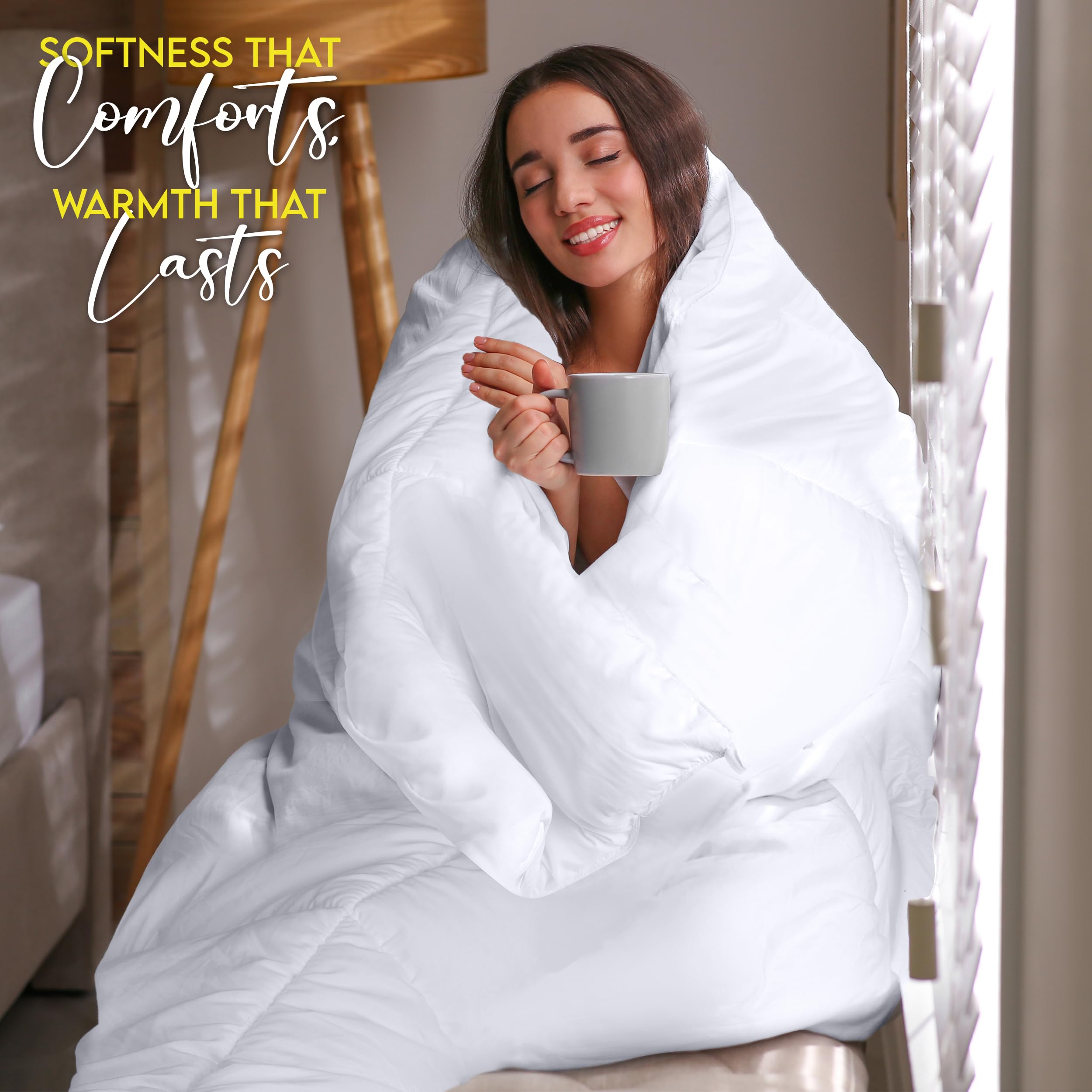 Utopia Bedding Comforter Duvet Insert - Quilted Comforter with Corner Tabs - Box Stitched Down Alternative Comforter (Queen, White)