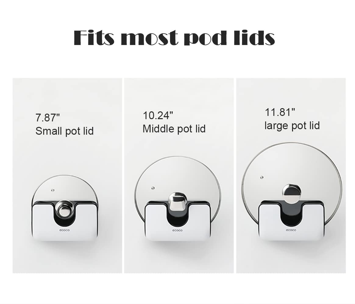 Wall Mounted Pot Lid Holders, MOPMS Cabinet Door Lid Organizer Pot Hangers with Adjustable Hooks for Kitchen Wall Mount, Pot Lid Rack Rest Stand