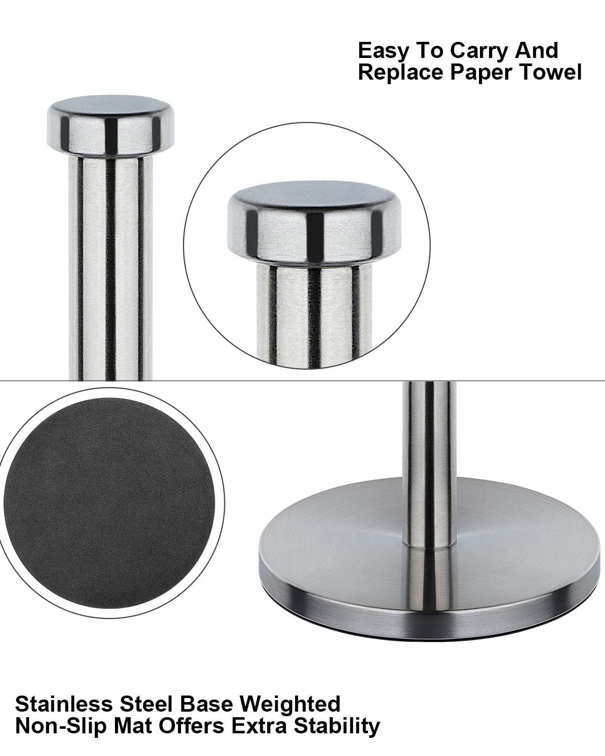 Paper Towel Holder Countertop,AFAXINRIE Paper Towel Holder,Stainless Steel Countertop Paper Towel Holder