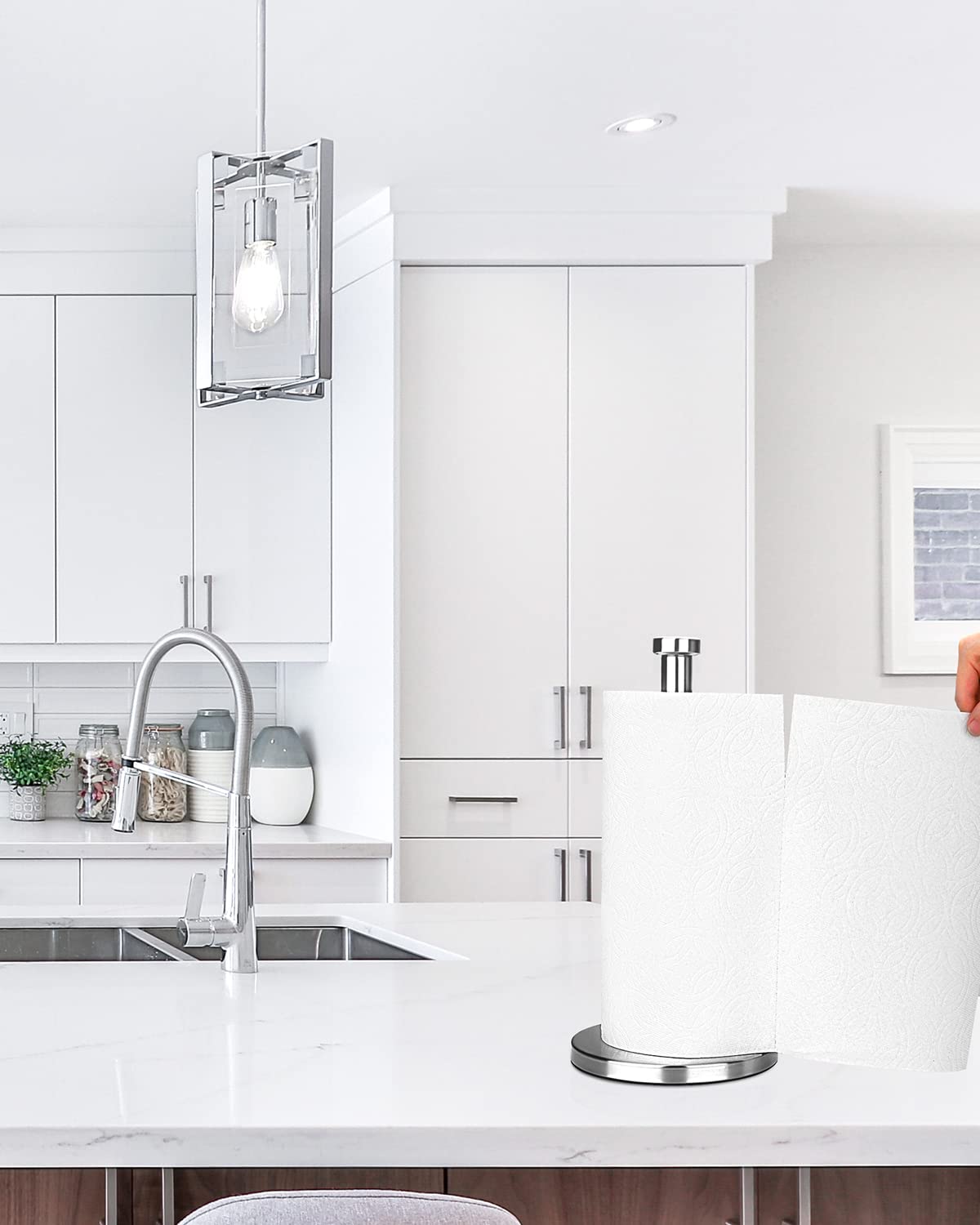 Paper Towel Holder Countertop,AFAXINRIE Paper Towel Holder,Stainless Steel Countertop Paper Towel Holder