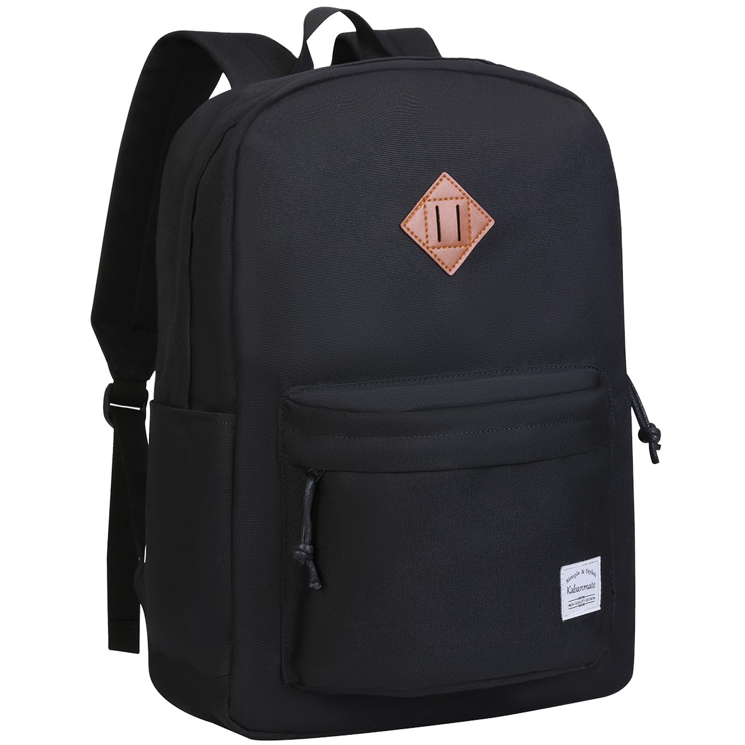 Lightweight Backpack for School, Kabanmate Large Capacity Water Resistant Classic Bookbags Casual College Daypack for Men Women Teen Girls Boys, Black