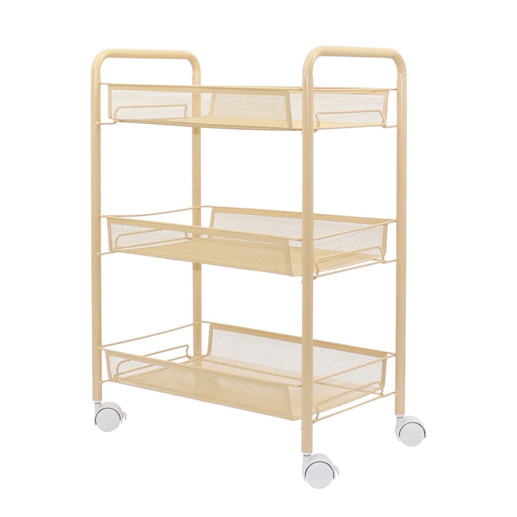 MIAOHY Kitchen Bathroom Bathroom Shelf Metal Trolley with Wheels Three-Layer Storage Rack Hook Trolley (Color : E, Size : 1)