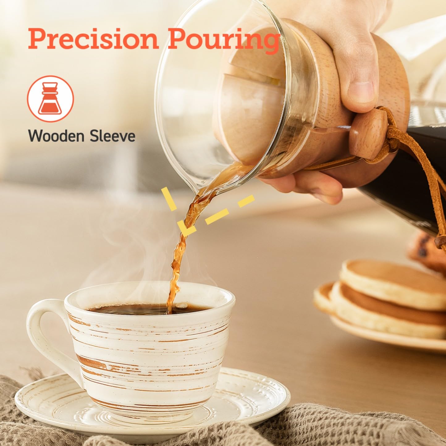 COSORI Pour Over Coffee Maker with Double-layer Stainless Steel Filter, Coffee Dripper Brewer & Glass Coffee Pot, High Heat Resistant Decanter, 34 Ounce