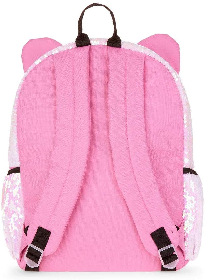 2 Way Sequin Kitty Cat Backpack for Girls Teens ~ Premium 16 Kitten School Bag with Reversible Sequins and 3D Cat Ears (Kitty School Supplies Bundle)