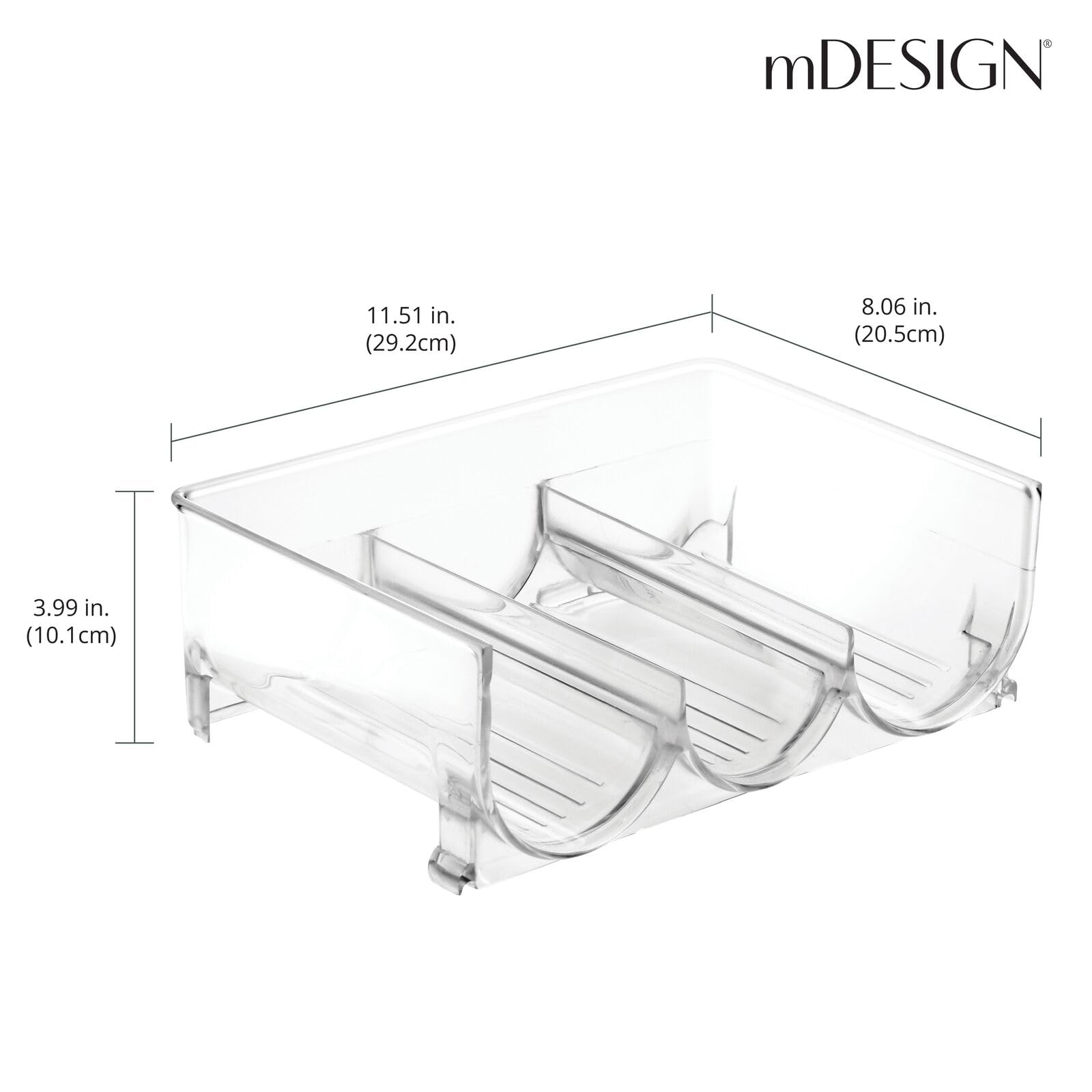 mDesign Plastic Free-Standing Stackable 3 Bottle Storage Holder Rack - Water, Wine, and Drink Organizer Shelf for Kitchen Countertop, Cabinet, Pantry, Fridge, Freezer - 2 Pack - Clear