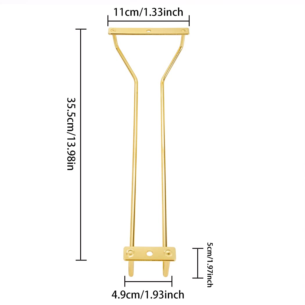 Dianoo 35.5cm Gold Wine Glass Rack, Under Cabinet Wine Glass Holder, Stemware Rack, Hanging Stemware Holder For Kitchen Bar, 1 Row