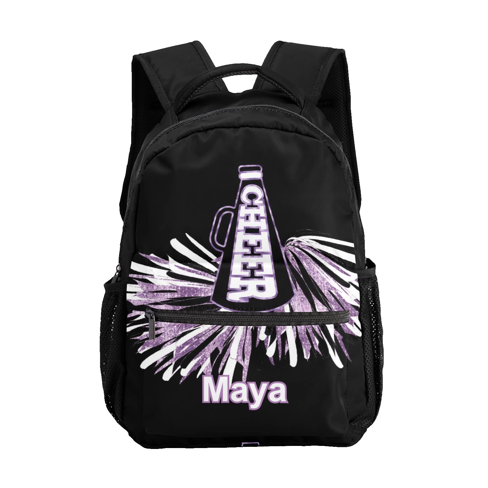 zaaprintblanket Personalized Custom Beautiful Purple Cheer Teens Backpack Shoulder Bag with Chest Strap With 2 Side Pockets
