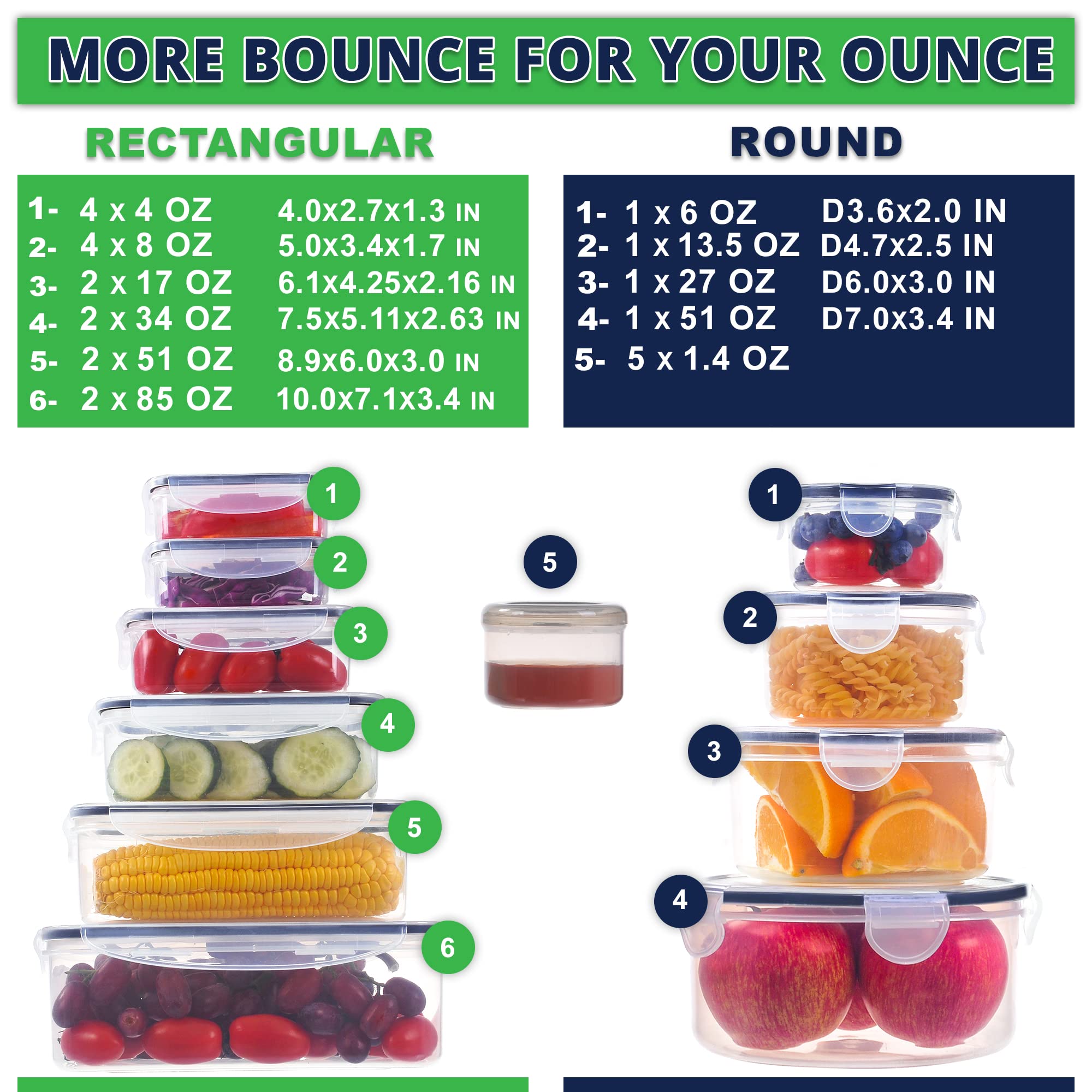 50 Pcs Large Food Storage Containers with Lids Airtight-85 oz to Sauces Box-Total 526Oz Stackable Kitchen Bowls Set Meal Prep Containers-BPA Free Leak proof Plastic Lunch Boxes- Freezer Microwave safe