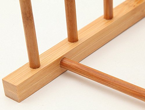 Bamboo Dish Drying Rack Dish Rack Collapsible Dish Drainer Wooden Drainboard Storage Holder Stand With 4 Slot,Supplement or Dish Drainer Kitchen Cabinet Organizer For Dish, Plate, Bowl, Coasters