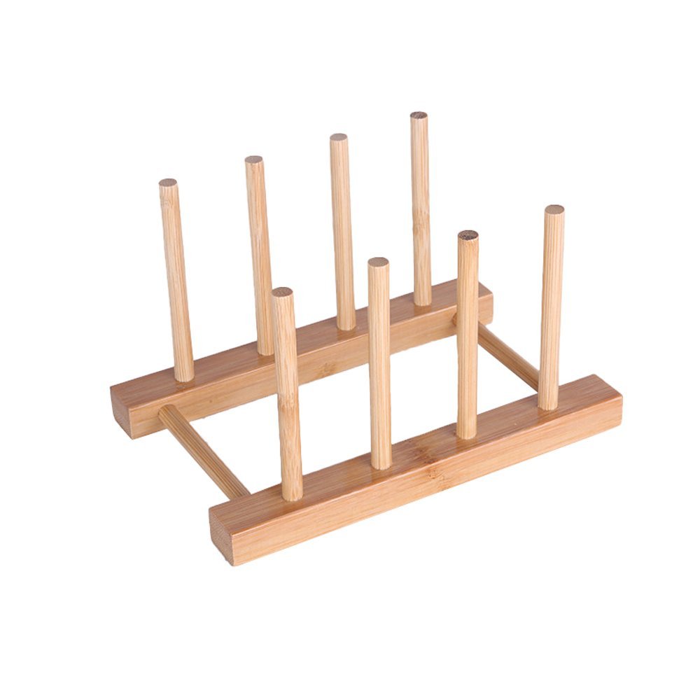 Bamboo Dish Drying Rack Dish Rack Collapsible Dish Drainer Wooden Drainboard Storage Holder Stand With 4 Slot,Supplement or Dish Drainer Kitchen Cabinet Organizer For Dish, Plate, Bowl, Coasters