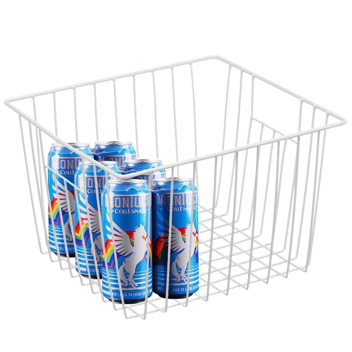 SANNO Freezer Baskets,Storage Organizer Baskets, Household Refrigerator Bin with Built-in Handles for Cabinets, Pantry, Closets, Bedrooms - Set of 4