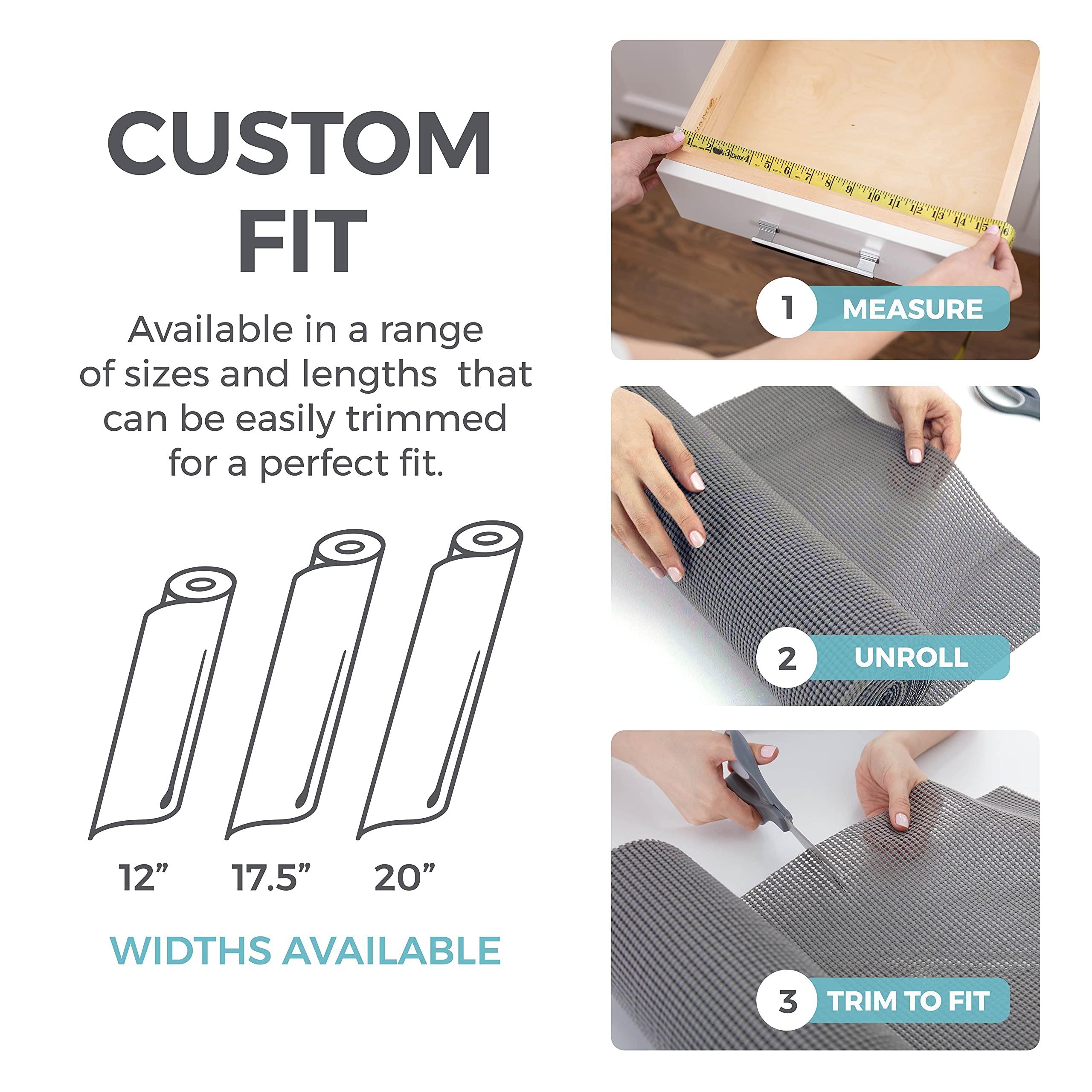 HOME GENIE Drawer and Shelf Liner, Non Adhesive Roll, 12 Inch x 20 FT, Durable and Strong, Grip Liners for Drawers, Shelves, Cabinets, Pantry, Storage, Kitchen and Desks, Light Taupe