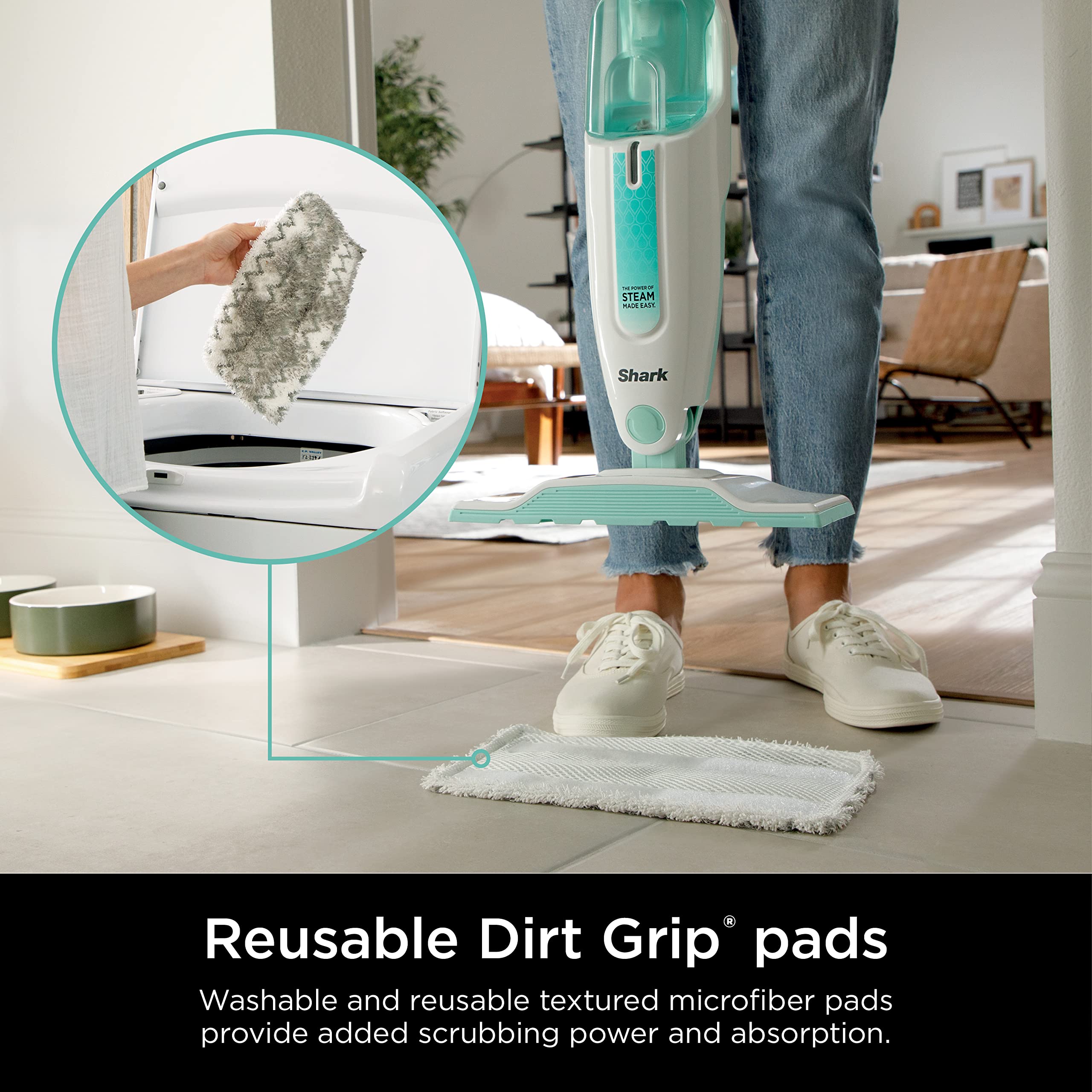 Shark S1000 Steam Mop, White/Seafoam