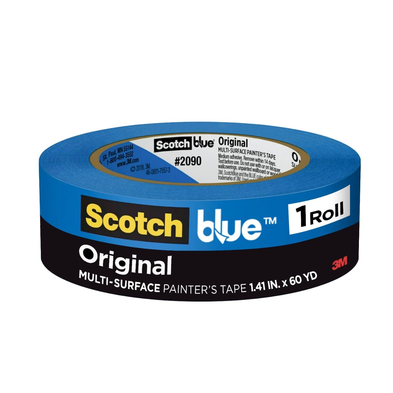 ScotchBlue 2090-36NC Original Painter's Tape, 1.41" Width, Blue