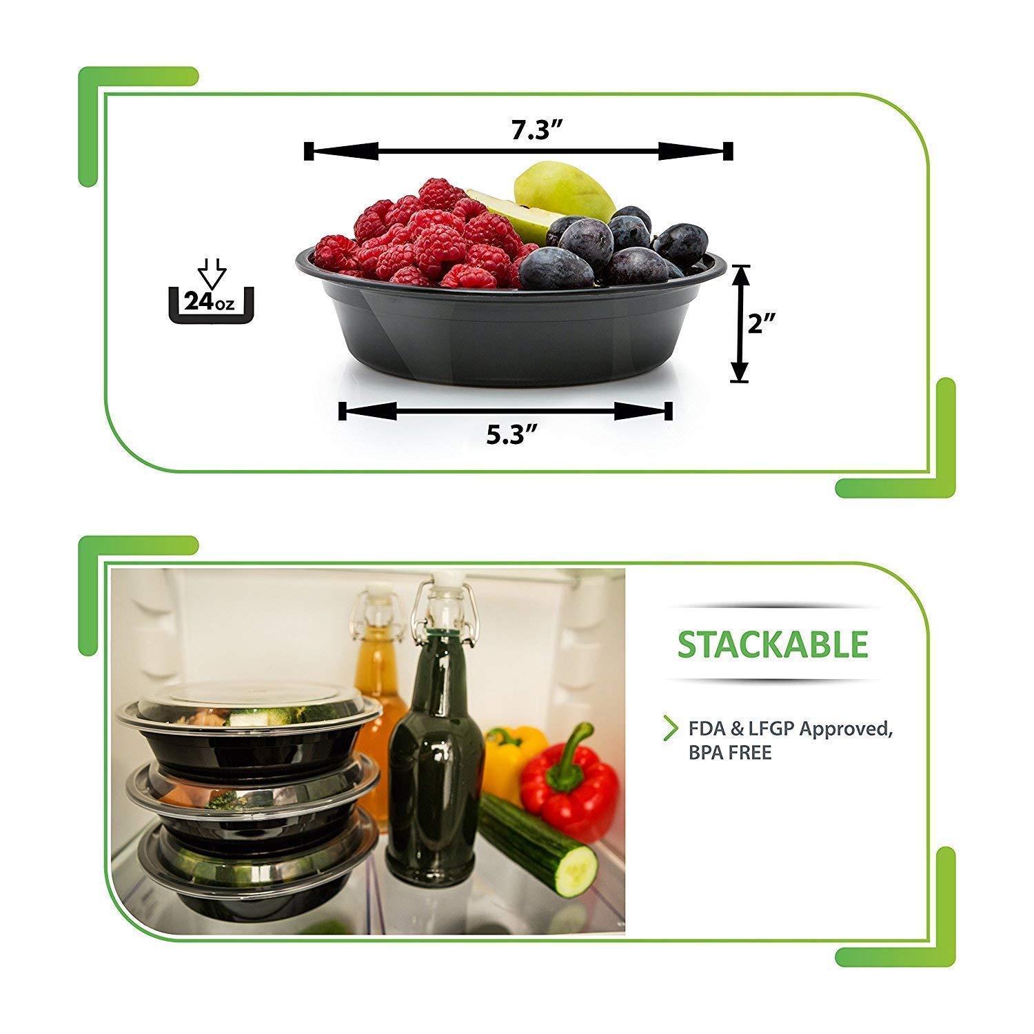 Meal Prep Containers - Reusable Plastic Containers with Lids - Disposable Food Containers Meal Prep Bowls - Plastic Food Storage Containers with Lids - Lunch Containers by Prep Naturals (30 Pack)