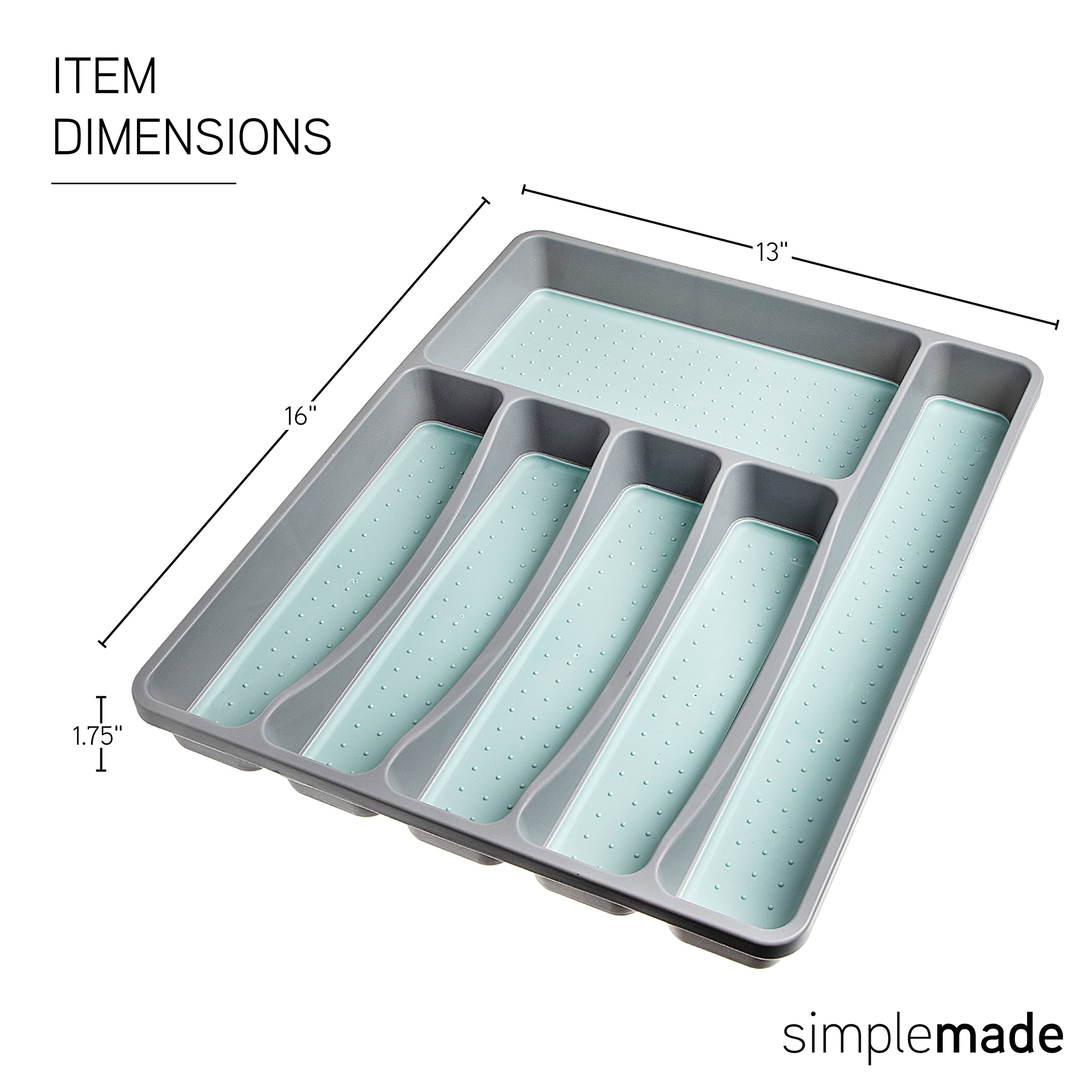 SIMPLEMADE Kitchen Drawer Silverware Organizer Tray - 6-Slot Small Flatware Holder and Utensil Holder - Desk Drawer Organizer - Storage for Kitchen, Office, Bathroom (Mint)