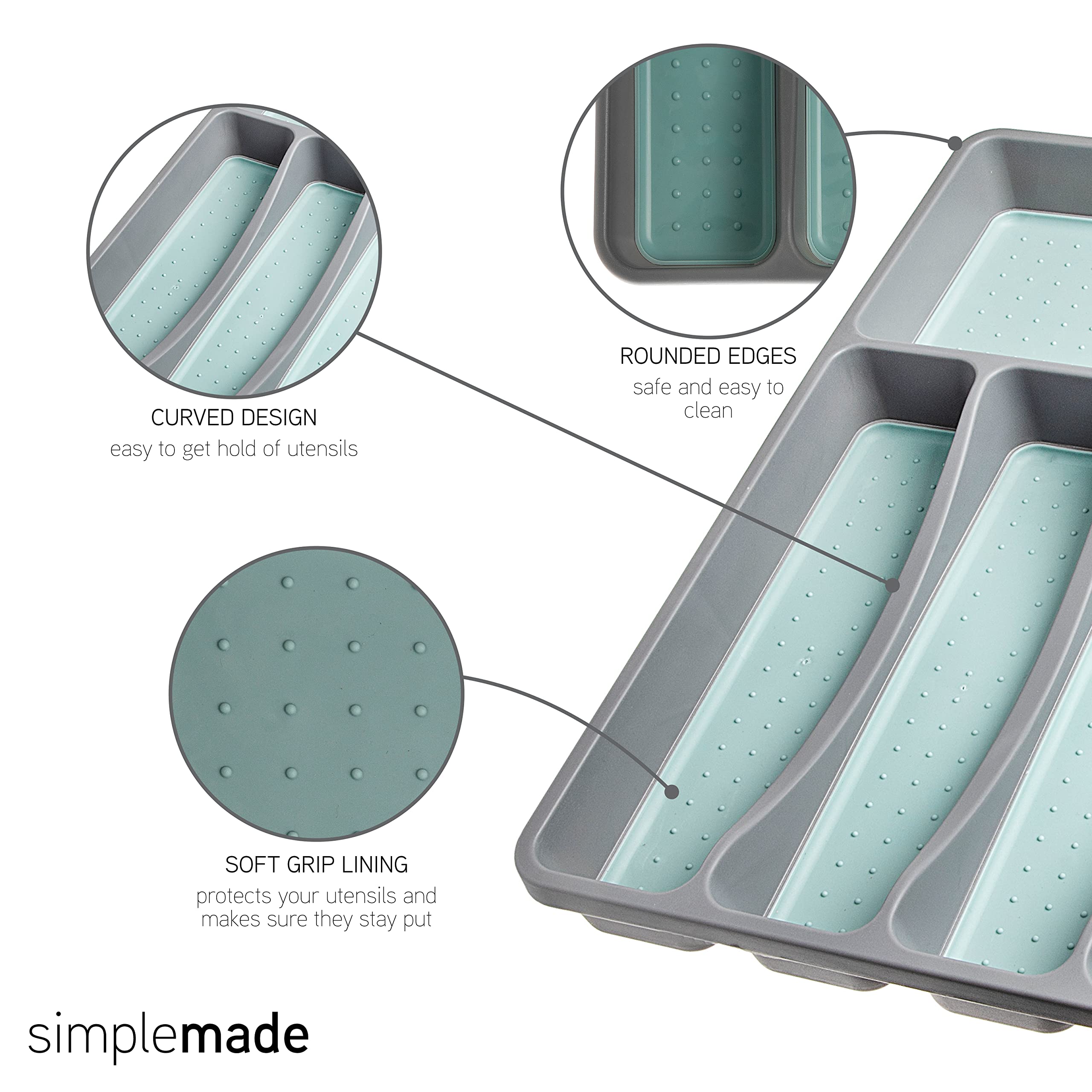 SIMPLEMADE Kitchen Drawer Silverware Organizer Tray - 6-Slot Small Flatware Holder and Utensil Holder - Desk Drawer Organizer - Storage for Kitchen, Office, Bathroom (Mint)