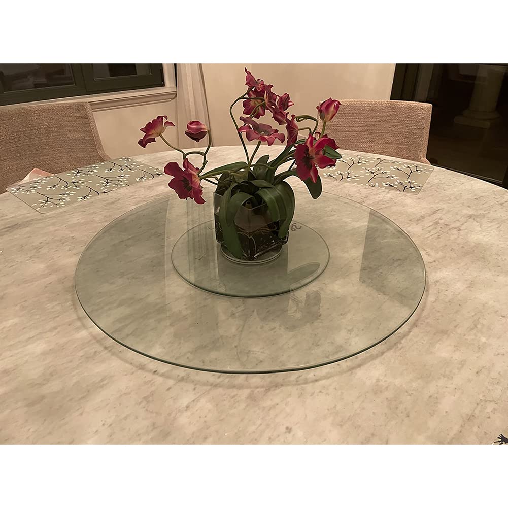 30" Glass Lazy Susan Turntable Dining Table Centerpiece Large Tabletop Rotating Tray Clear Serving Plate Round