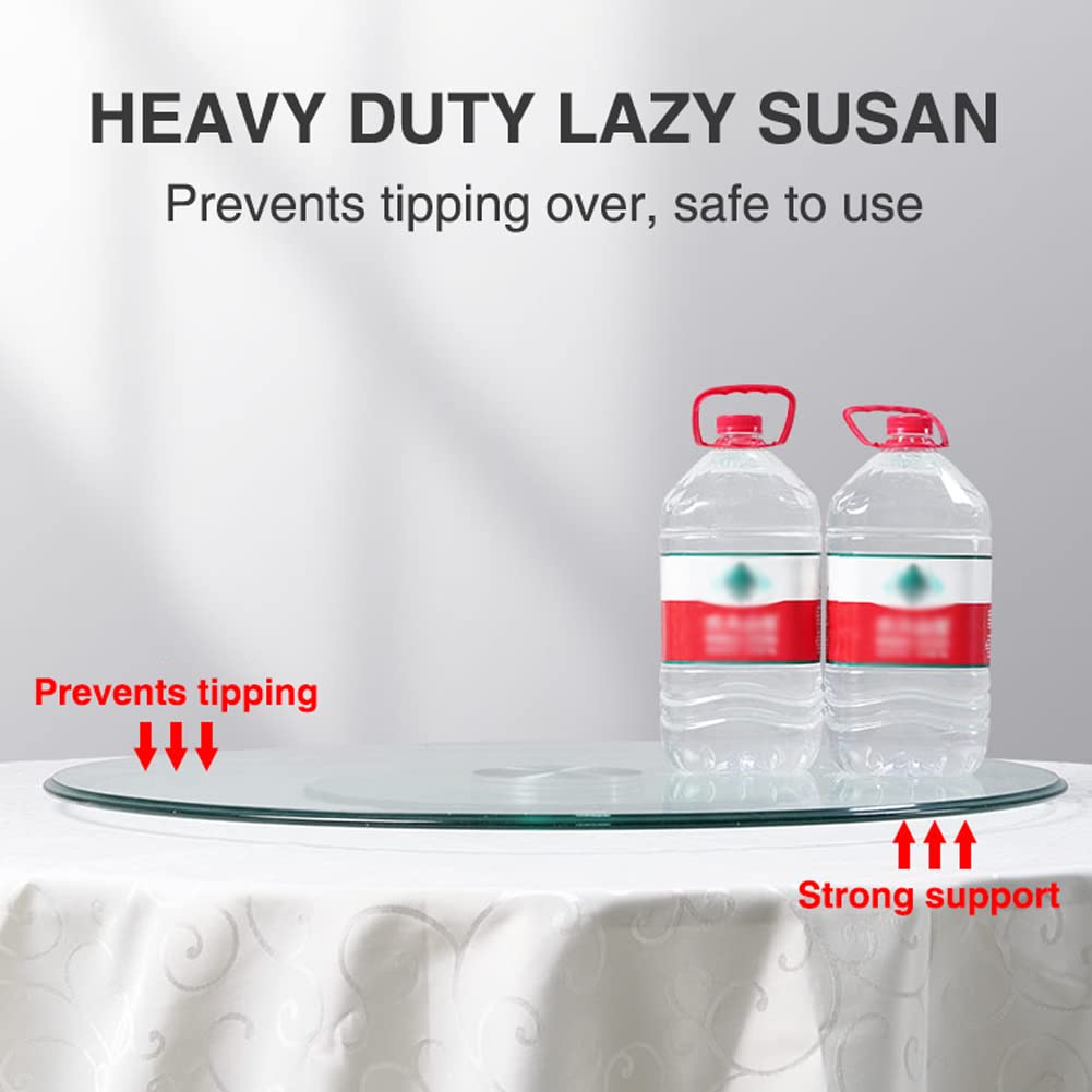 30" Glass Lazy Susan Turntable Dining Table Centerpiece Large Tabletop Rotating Tray Clear Serving Plate Round