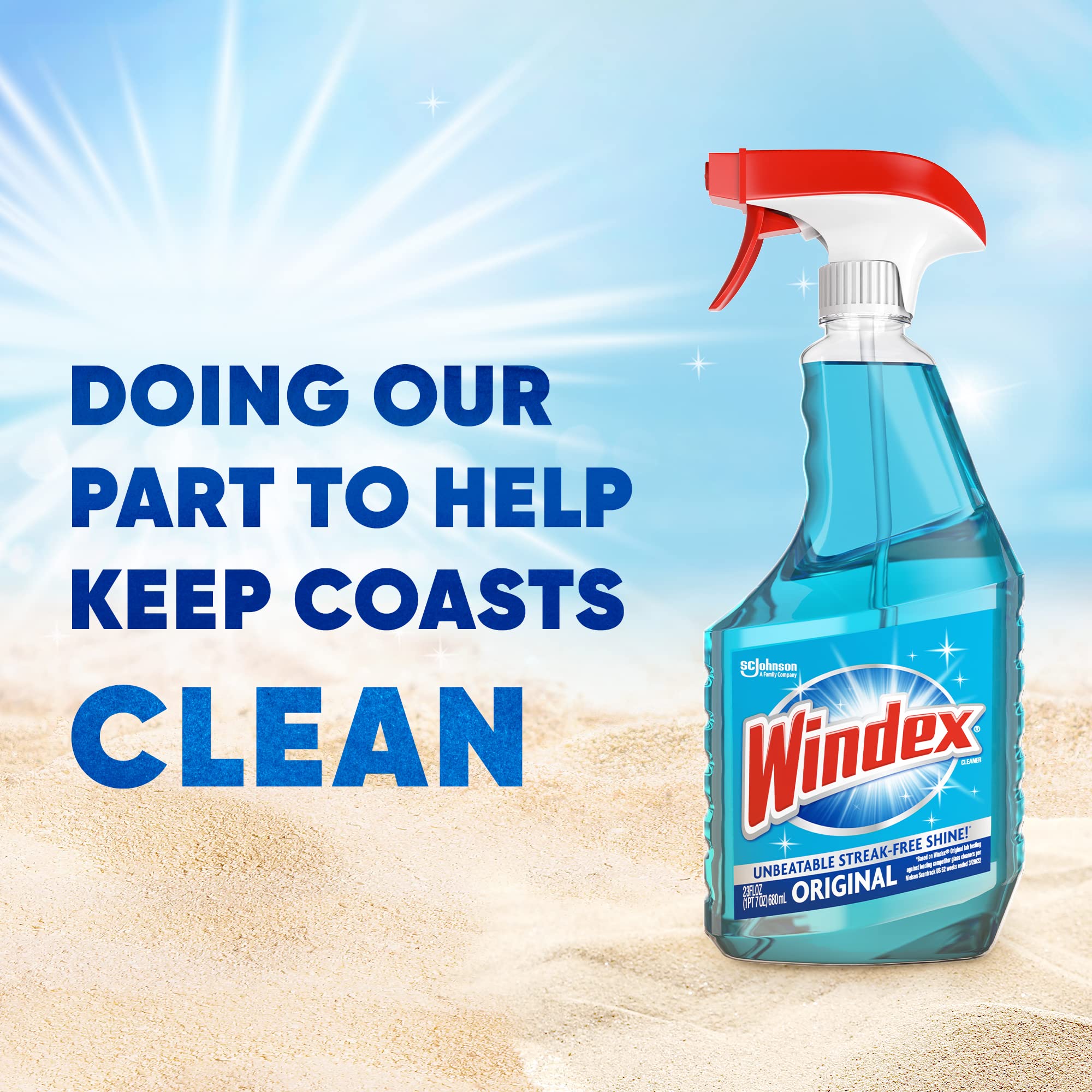 Windex Glass and Window Cleaner Spray Bottle, Original Blue, 23 fl oz
