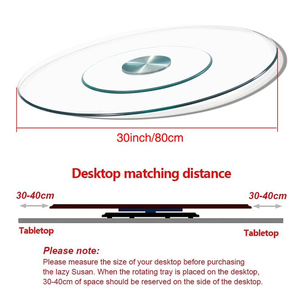 30" Glass Lazy Susan Turntable Dining Table Centerpiece Large Tabletop Rotating Tray Clear Serving Plate Round