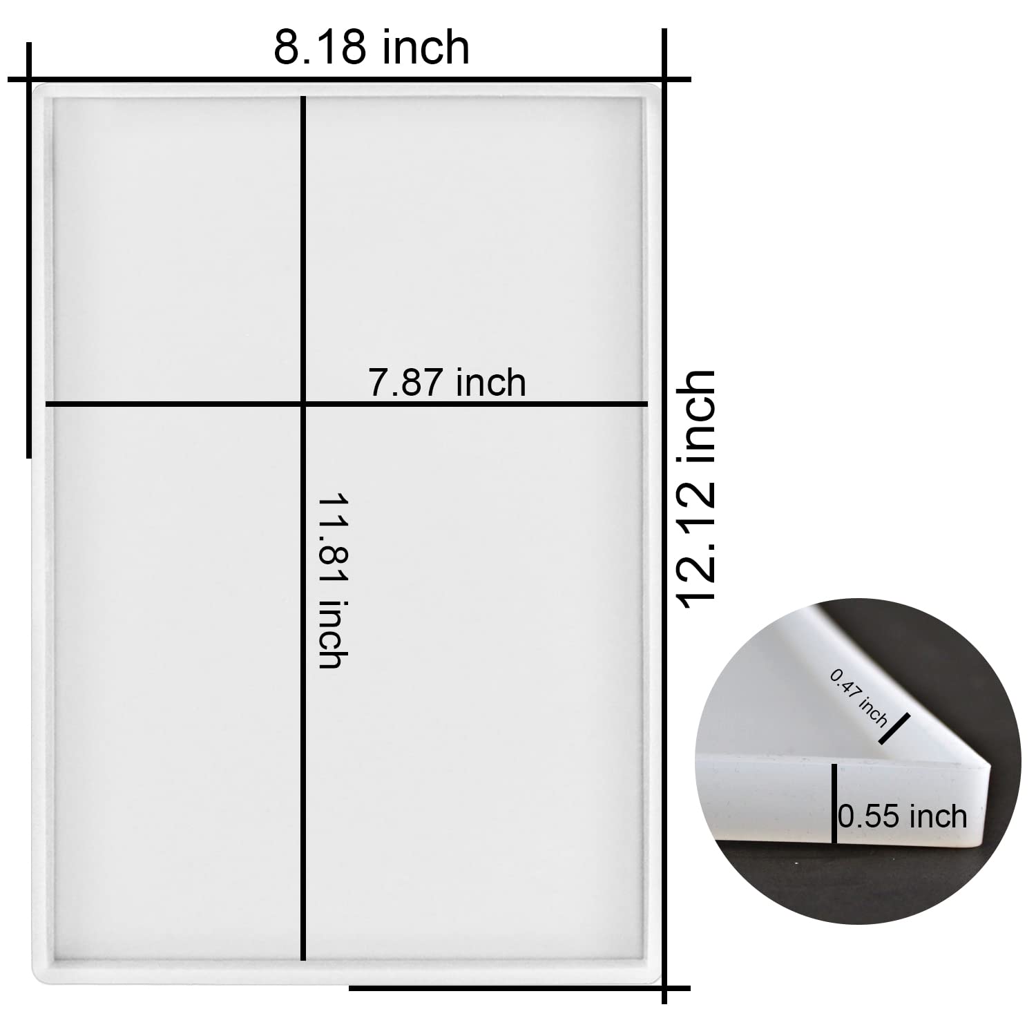 RESINWORLD Large Tray Mold with Handles, Rectangle Silicone Tray Molds for Resin Casting, Deep Flat Tray Resin Mold Silicone