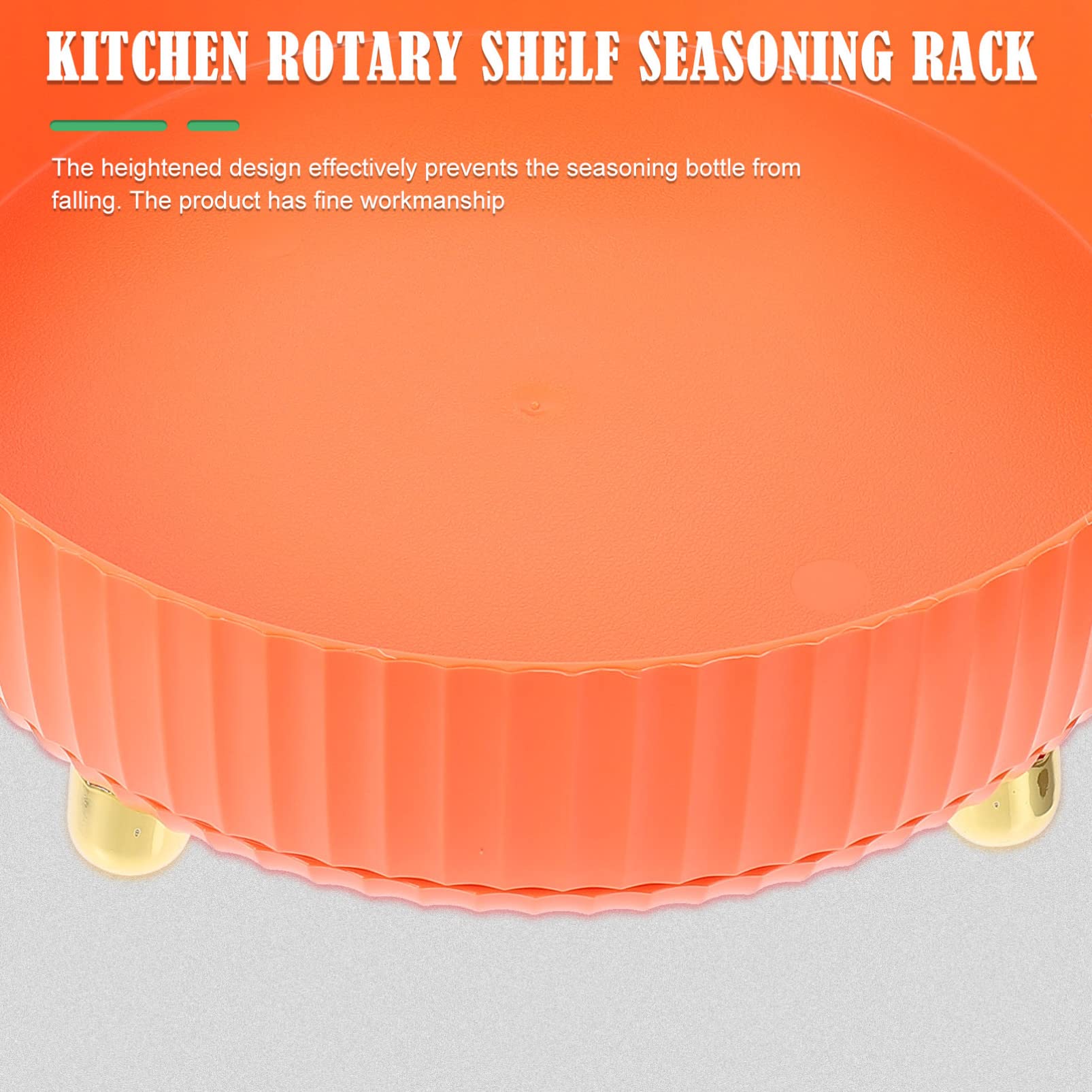 Hemoton Turntable Spice Rack Lazy Susan Organizer Spinning Spice Storage Bins Rotating Fruits Tabletop Stand for Kitchen Cabinets Pantry Refrigerator Countertop Orange