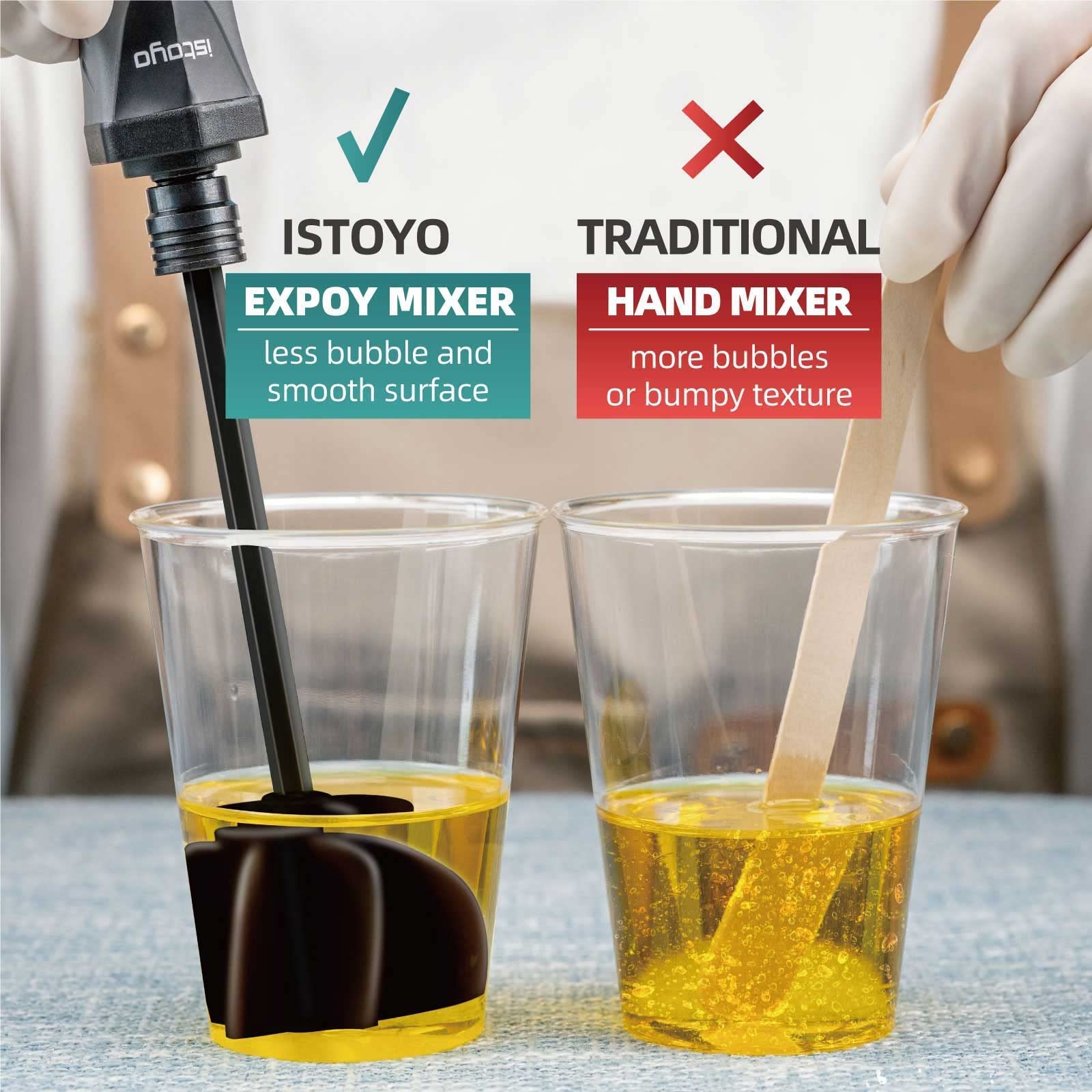 ISTOYO Resin Mixer, Handheld Battery Epoxy Mixer for Minimizing Bubbles, Epoxy Resin Mixer, Resin Stirrer for Resin, Silicone Mixing, Resin Molds, Resin Supplies, DIY Crafts (Included 2 pcs Paddles)