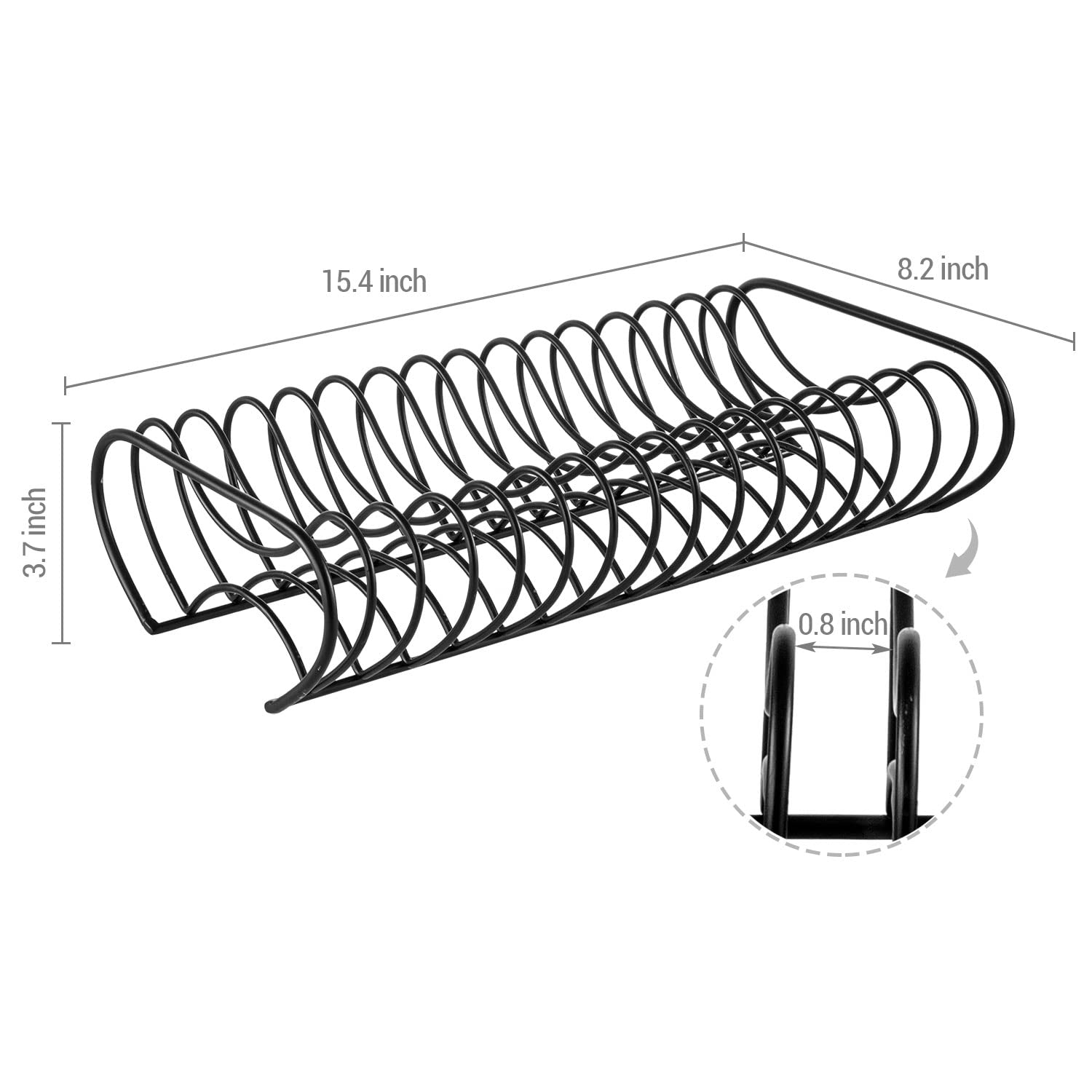 MyGift 14 Slot Modern Matte Black Coated Metal Wire Dish Storage Organizer - Flat Dinner Plates Rack Display for Kitchen Counters and Cabinets
