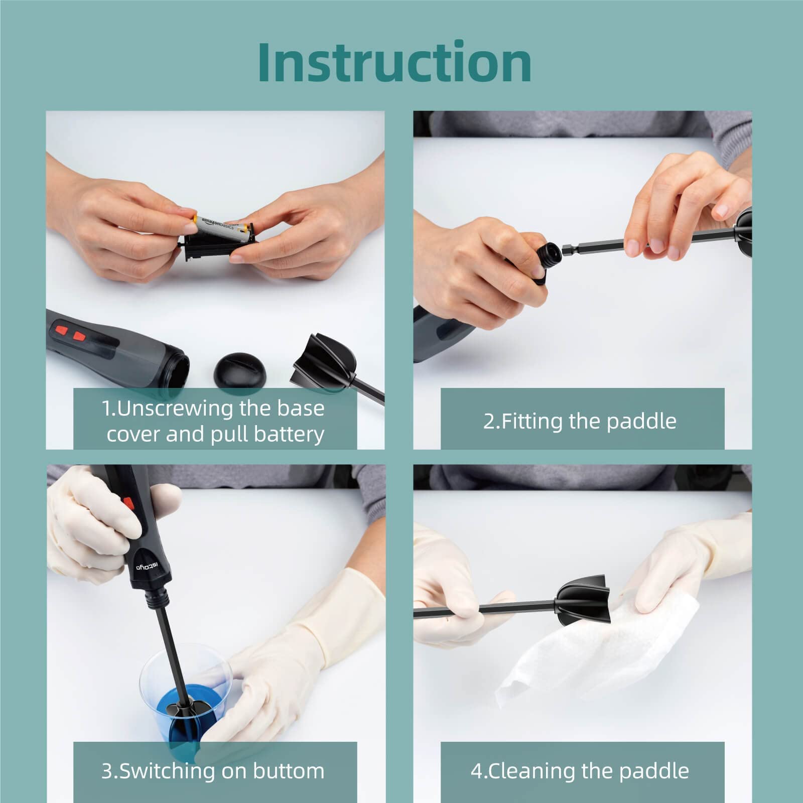 ISTOYO Resin Mixer, Handheld Battery Epoxy Mixer for Minimizing Bubbles, Epoxy Resin Mixer, Resin Stirrer for Resin, Silicone Mixing, Resin Molds, Resin Supplies, DIY Crafts (Included 2 pcs Paddles)