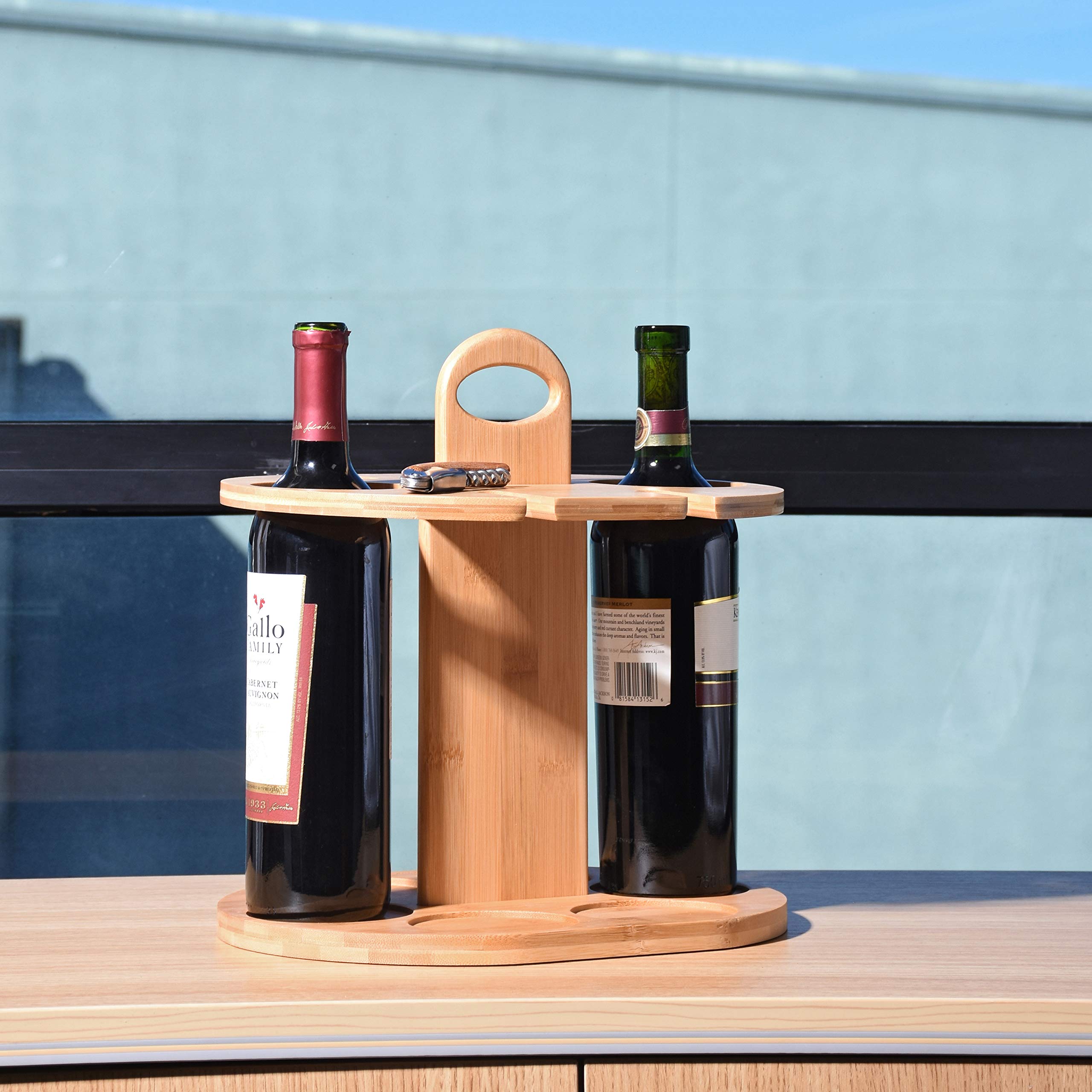 Tirrinia Small Wine Rack, Wine Racks Countertop with Glass Holder, Bottle Shaped Shelf Wine and Wine Glass Holder, Perfect for Home Decor & Kitchen Wine Storage Rack, Best Gift for Wine Lover