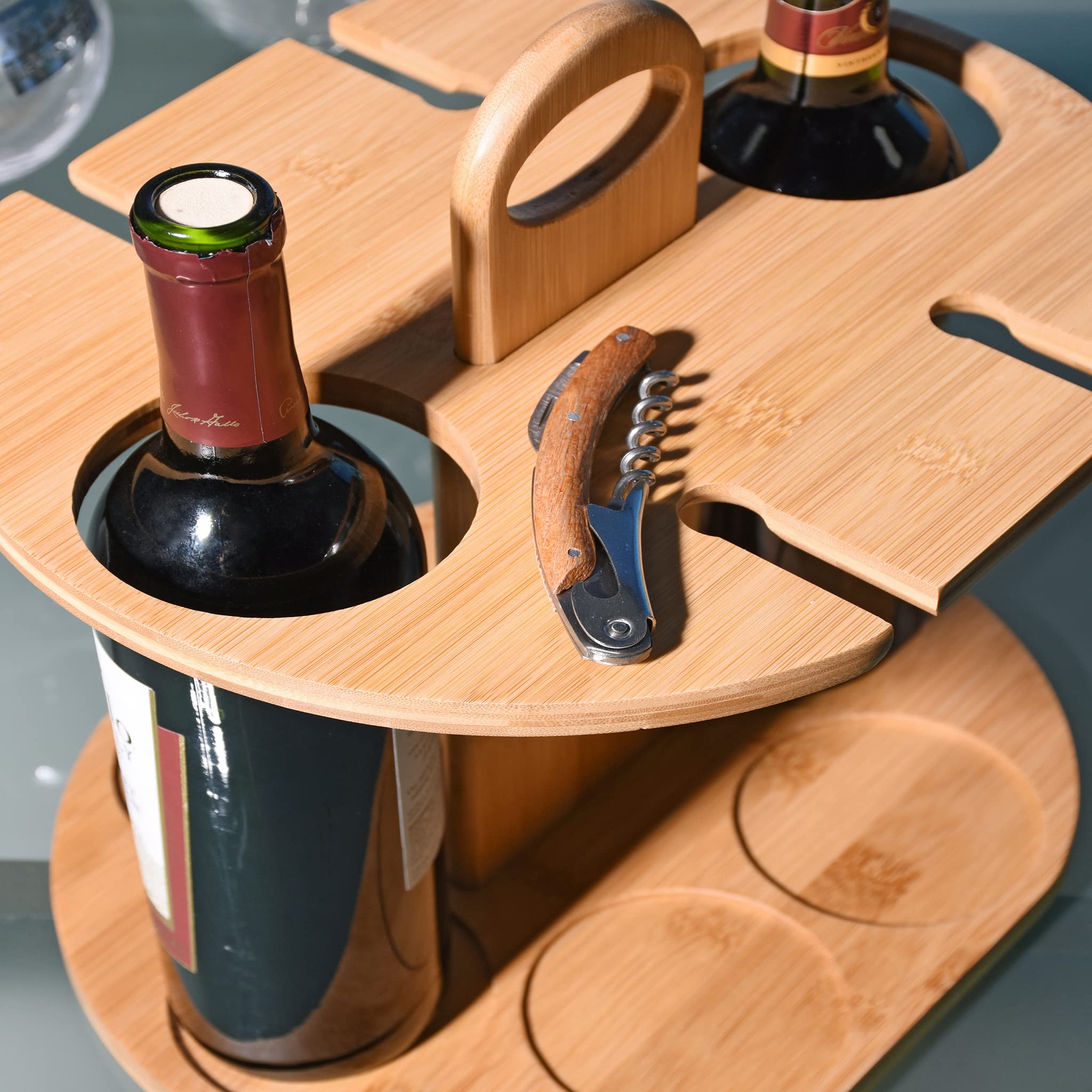Tirrinia Small Wine Rack, Wine Racks Countertop with Glass Holder, Bottle Shaped Shelf Wine and Wine Glass Holder, Perfect for Home Decor & Kitchen Wine Storage Rack, Best Gift for Wine Lover