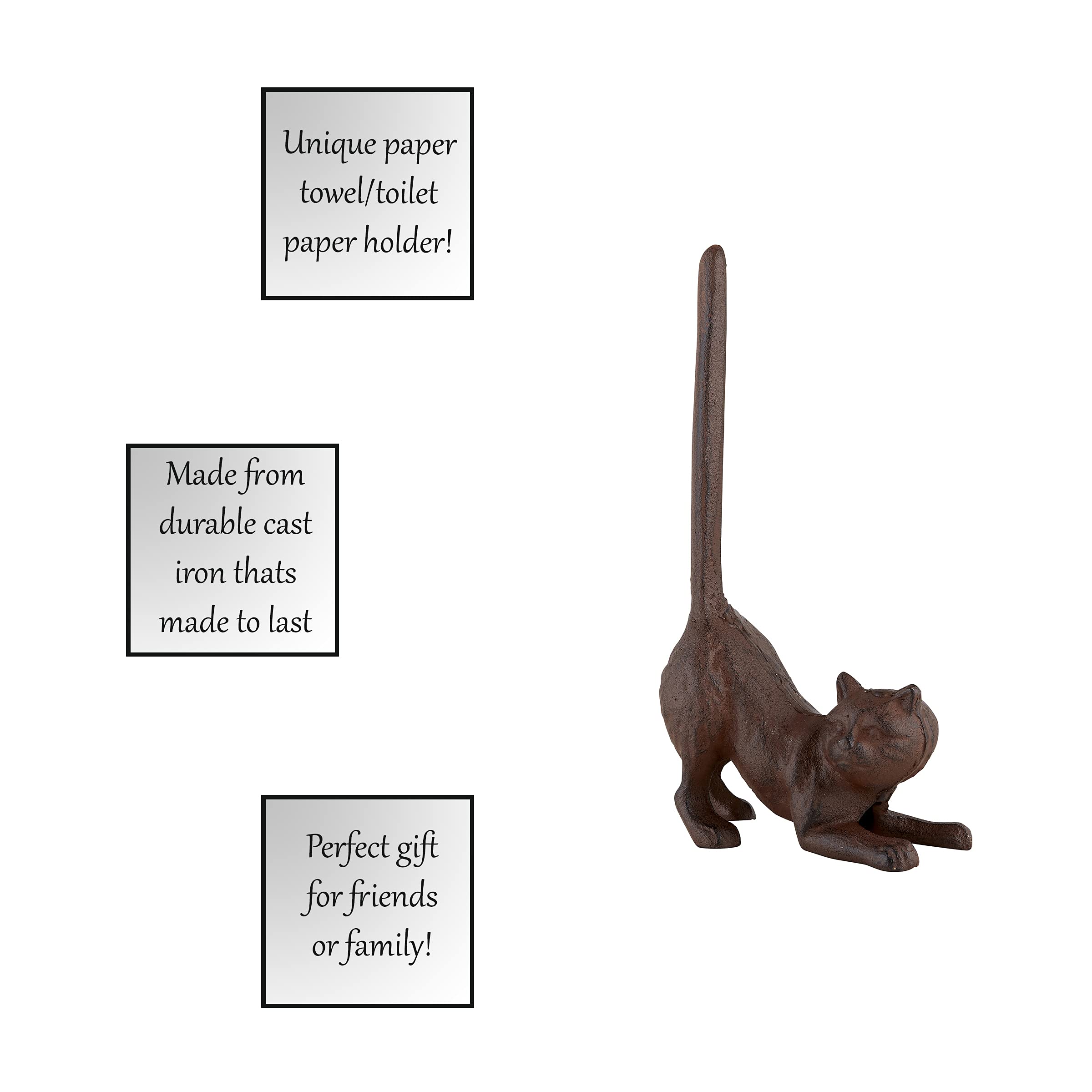47th & Main Cast Iron Paper Towel Holder, 9.5-Inches Tall, Cat
