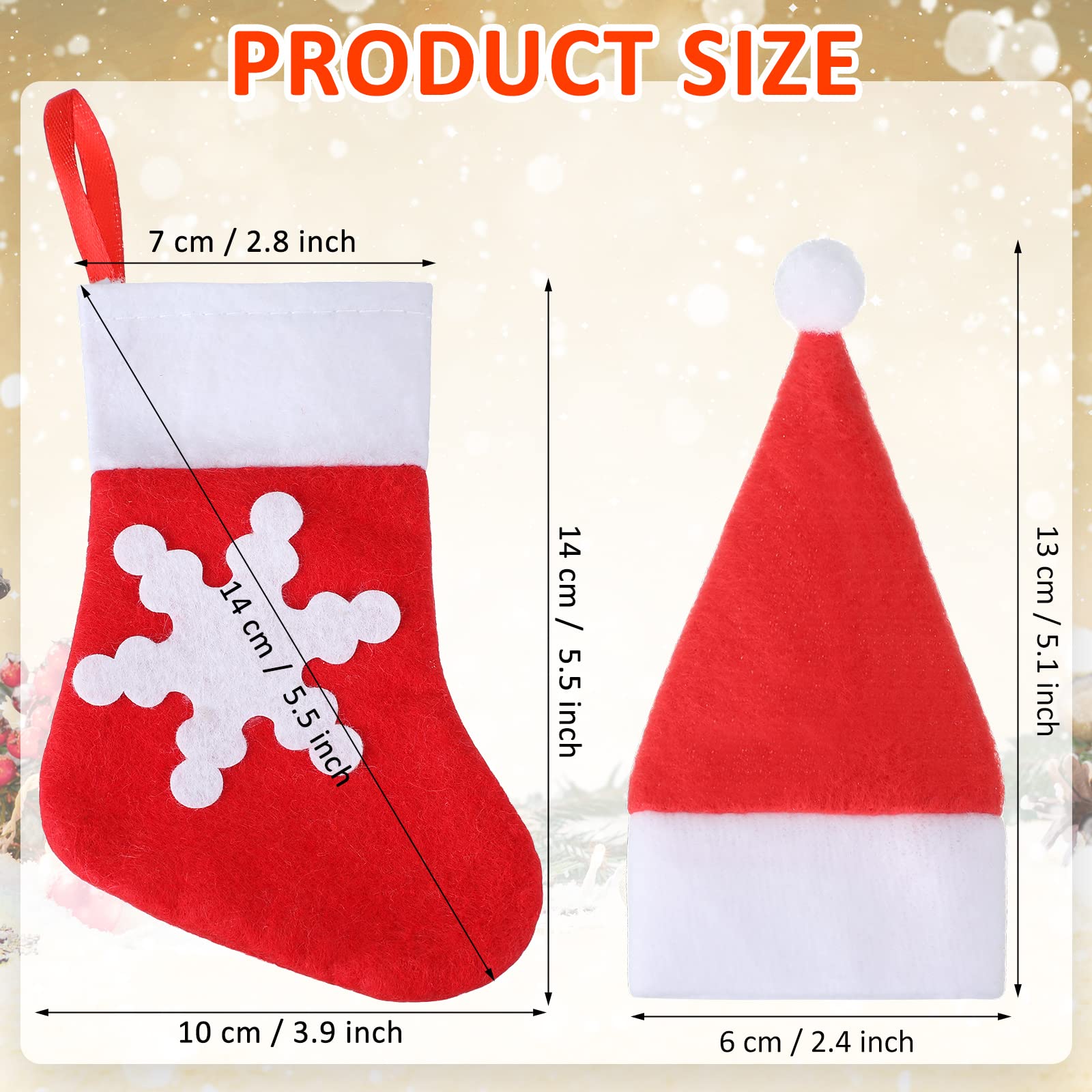 60 Pcs Christmas Santa Hats Silverware Holders Socks Snowflake Tableware Holders Christmas Table Decorations Flatware Organizers for Xmas Table Dinnerware Party Supplies