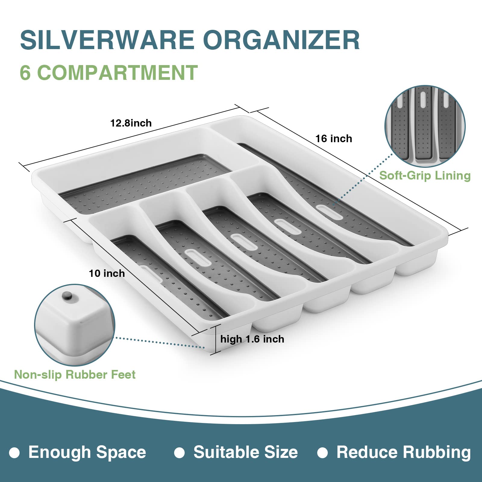 Black Silverware Set, Umite Chef 49-Piece Flatware Set with Drawer Organizer, Durable Stainless Steel Cutlery Set for 8, Tableware Eating Utensils with Steak Knives, Utensil Sets for Home Restaurant